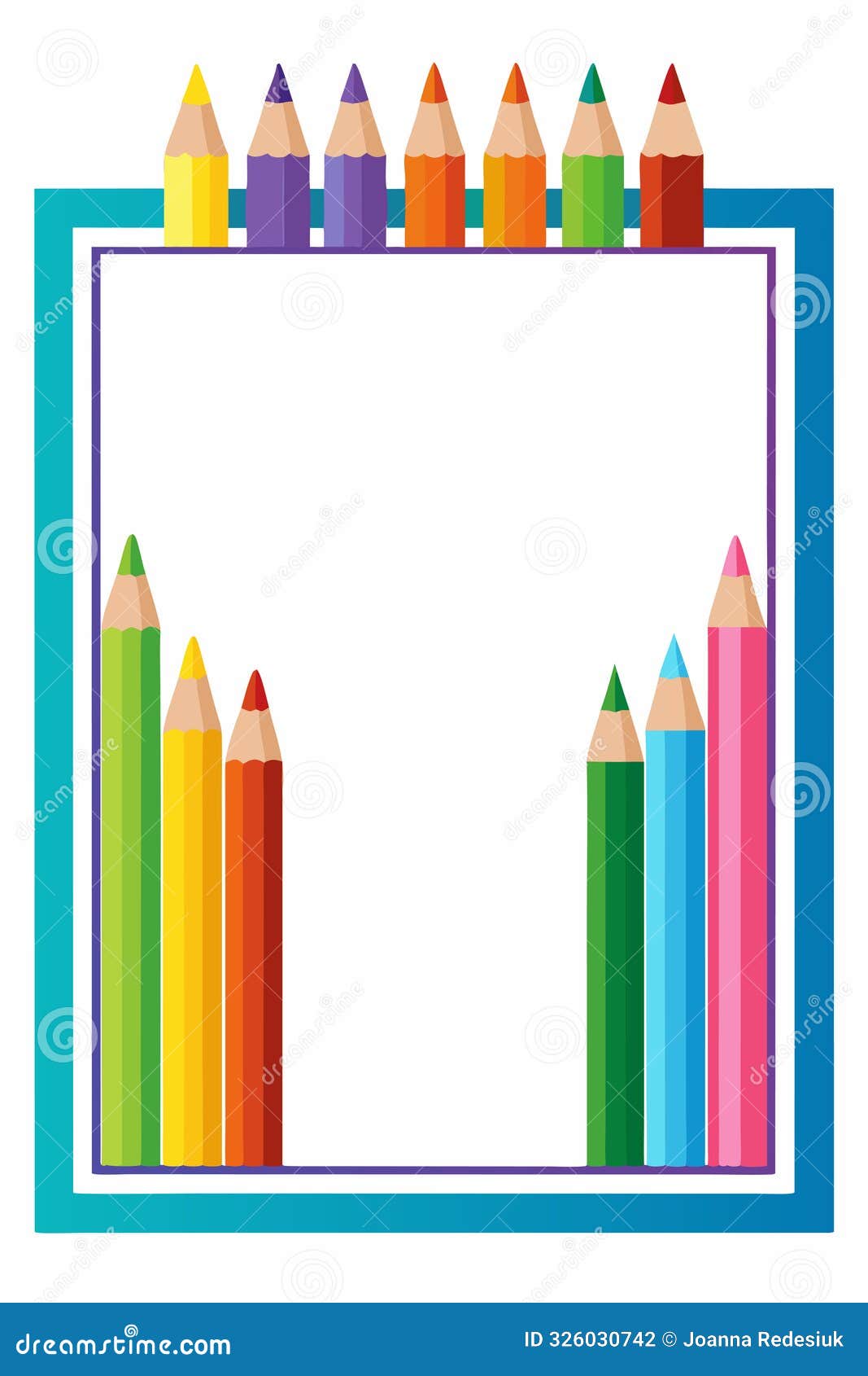 Graphics Frame Rectangle Made of Colored Pencils Stock Illustration ...