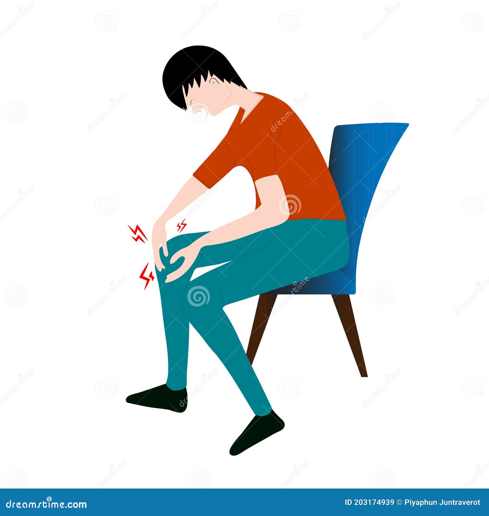 Graphics Image Man Hold Tendon Bone Knee Joint Problems on Leg Stock ...