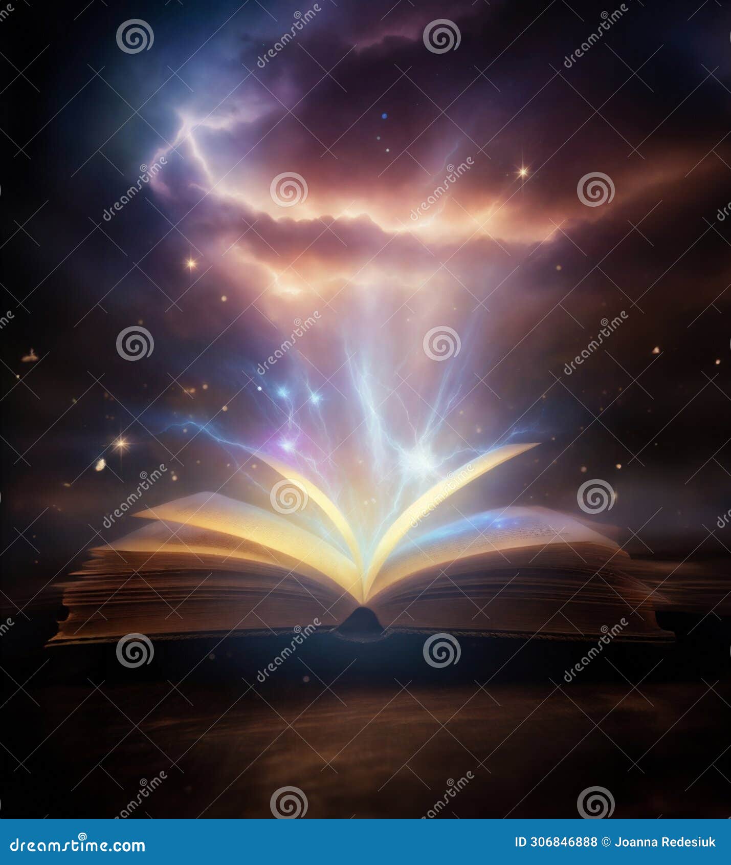 Graphics Open Book Lit from Above Stock Illustration - Illustration of ...