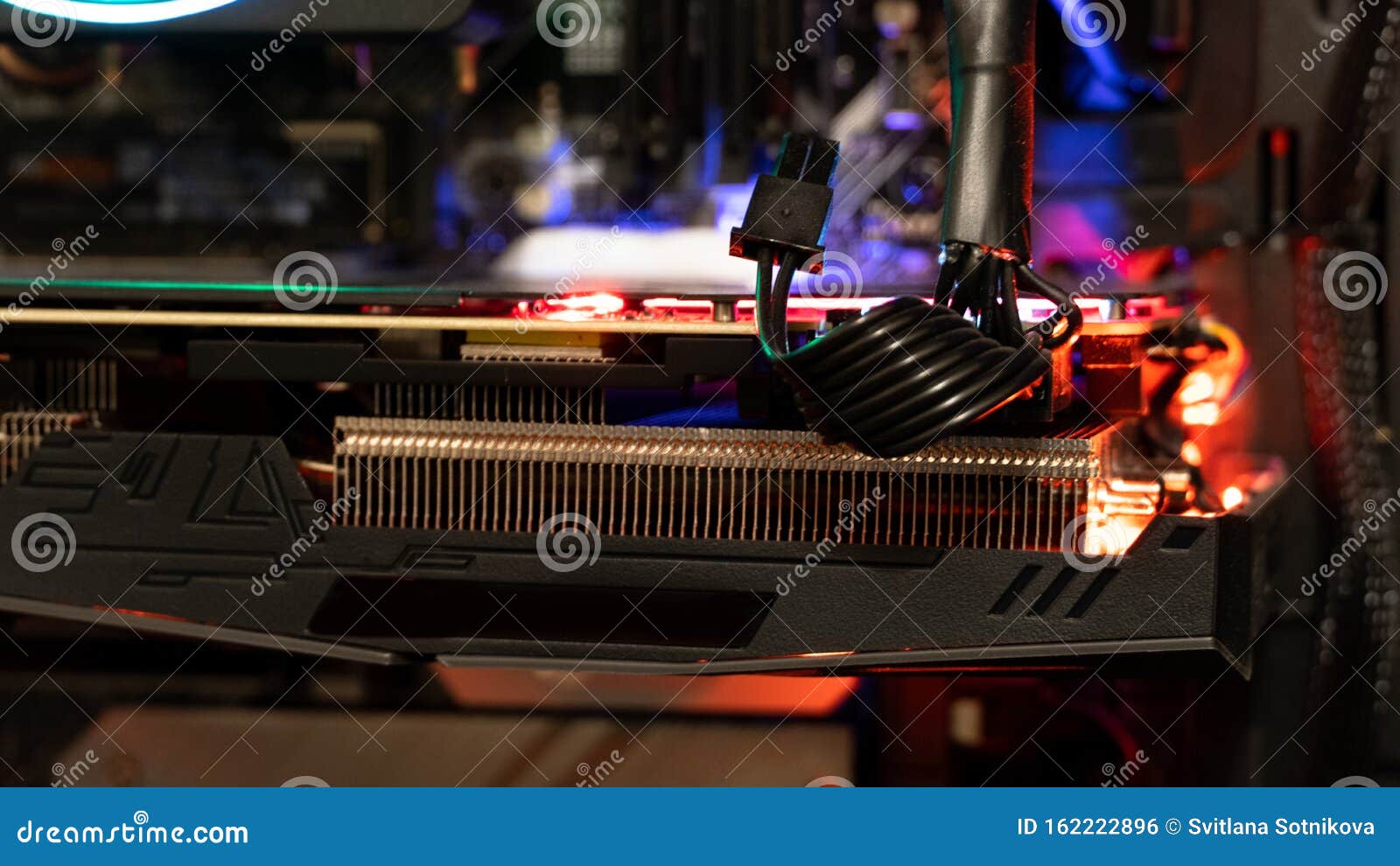 Graphics Processing Unit with Neon Light. LED Light, CPU Cooler Stock ...