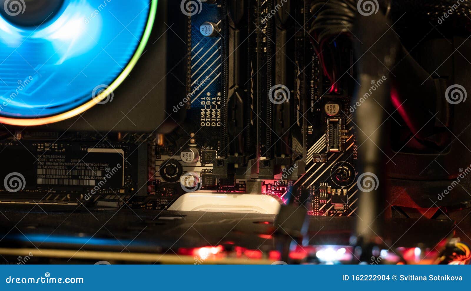 Graphics Processing Unit with Neon Light. LED Light, CPU Cooler Stock ...