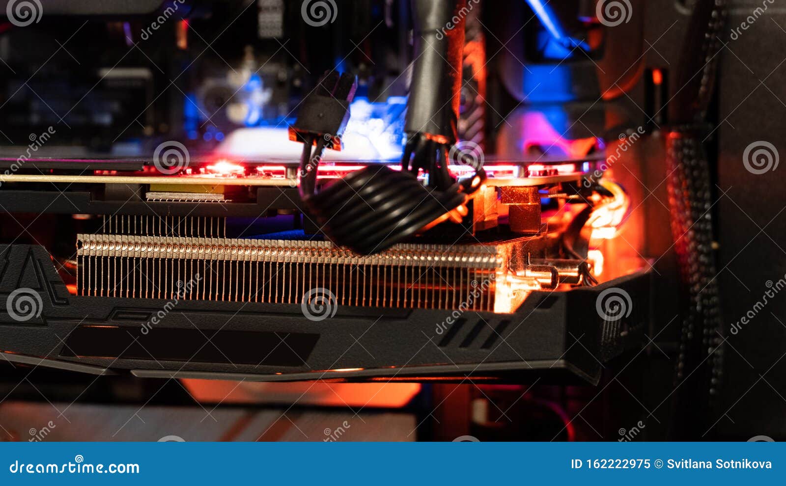 Graphics Processing Unit with Neon Light. LED Light, CPU Cooler Stock ...