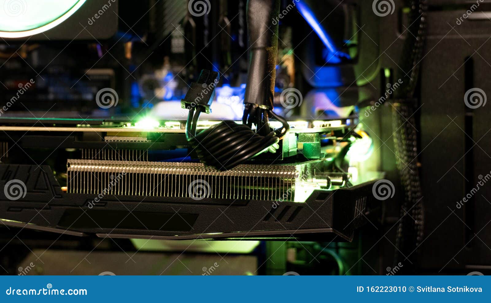 Graphics Processing Unit with Neon Light. LED Light, CPU Cooler Stock ...