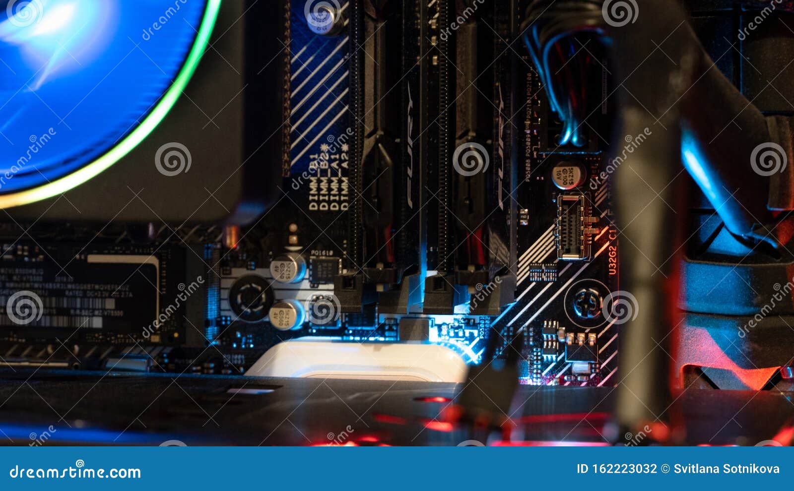 Graphics Processing Unit with Neon Light. LED Light, CPU Cooler Stock ...