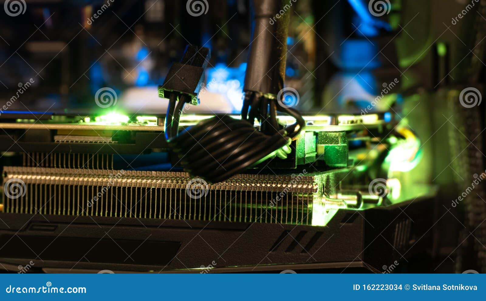 Graphics Processing Unit with Neon Light. LED Light, CPU Cooler Stock ...