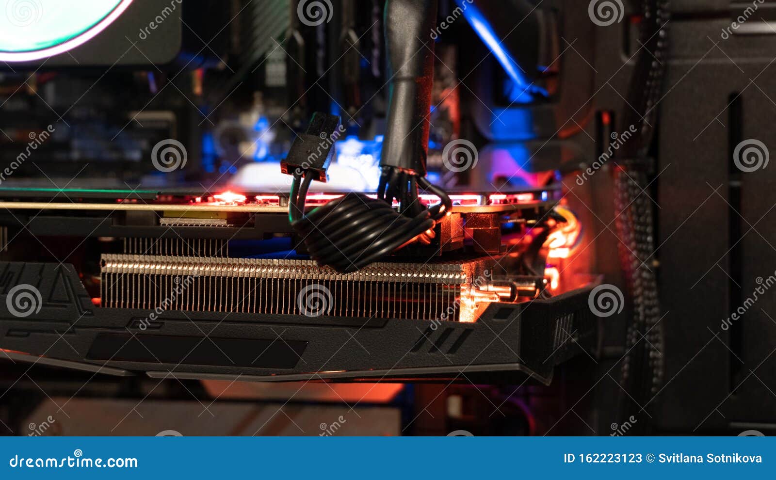 Graphics Processing Unit with Neon Light. LED Light, CPU Cooler Stock ...