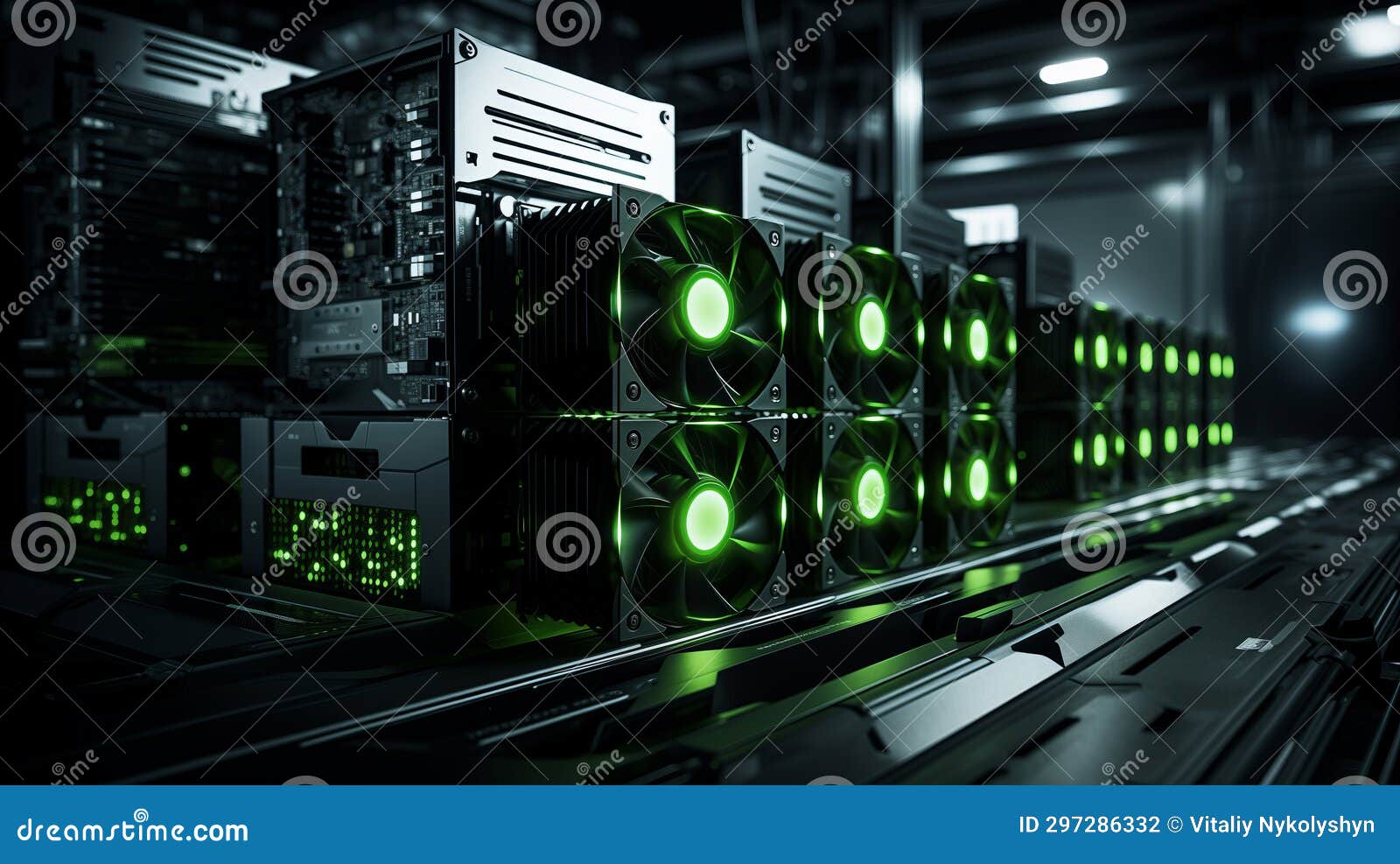 Graphics Processors in Data Center Stock Photo - Image of information ...