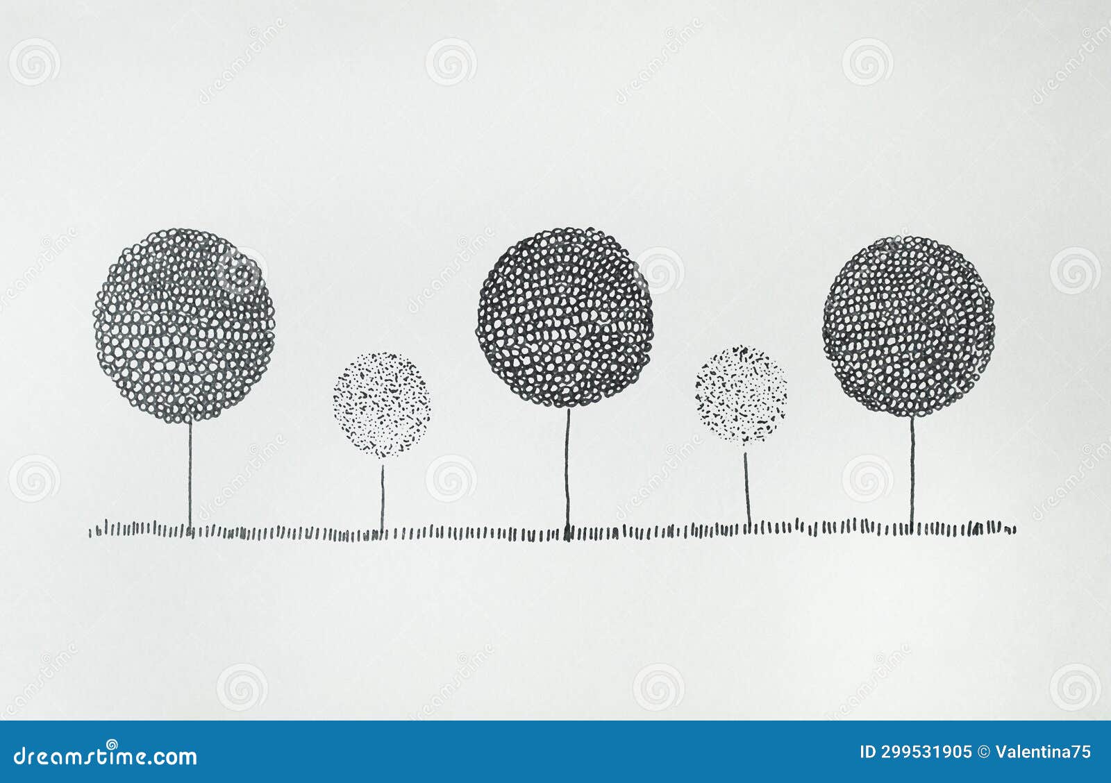 Graphics Stylized Trees with Round Crowns Stock Illustration ...