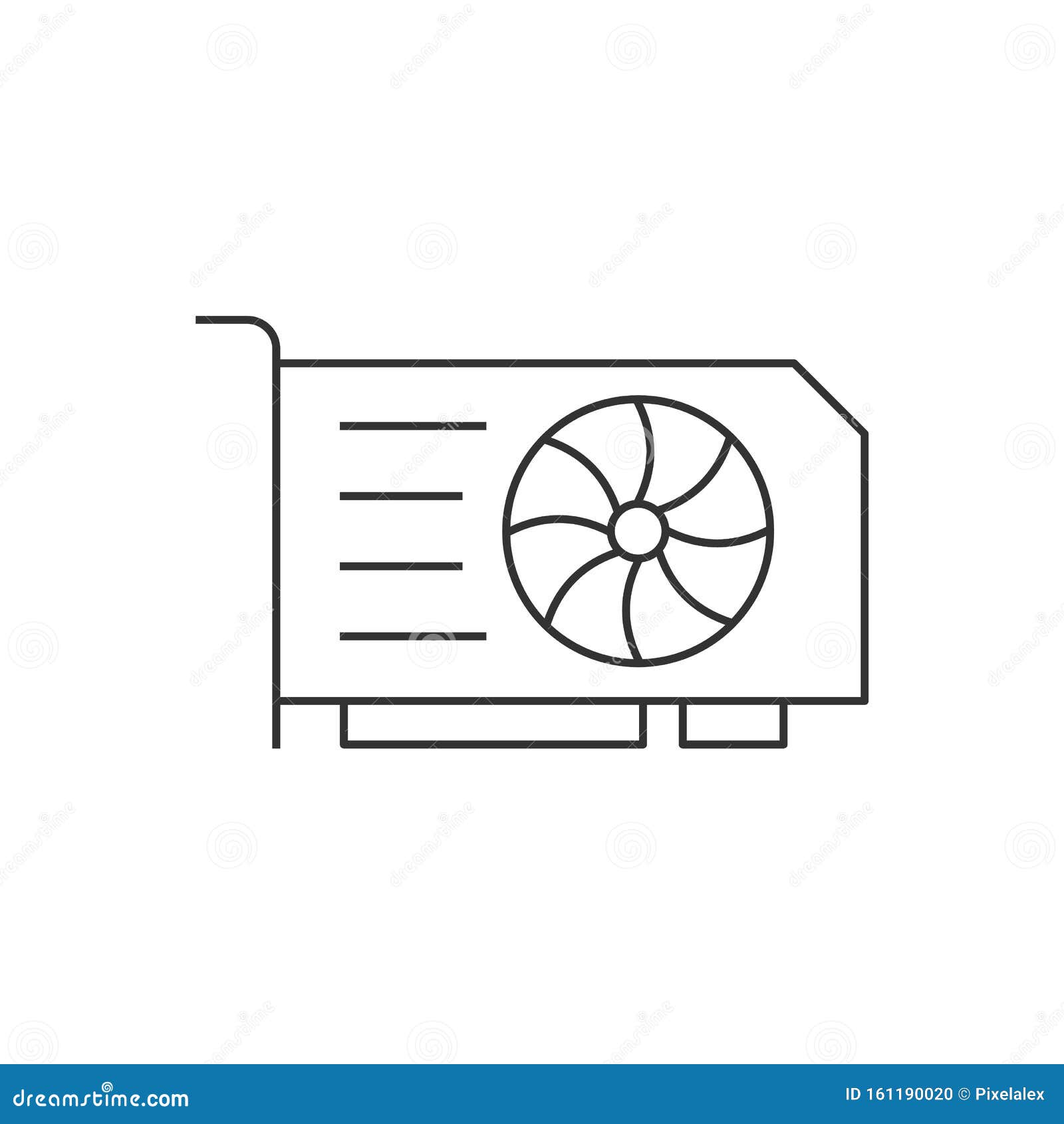 Graphics Video Card Linear Icon on White Background Stock Vector ...