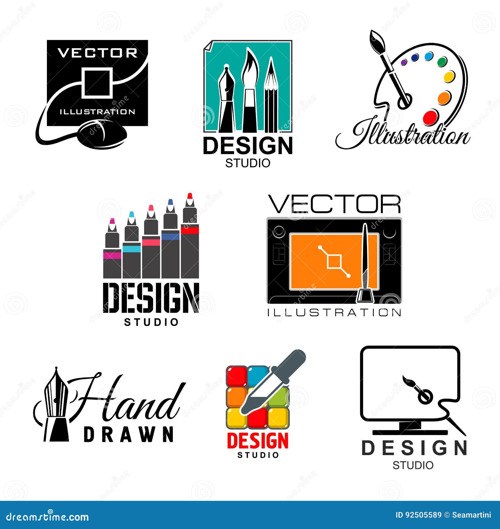 Graphique Et Ensemble De Symbole De Studio De Web Design Illustration ...