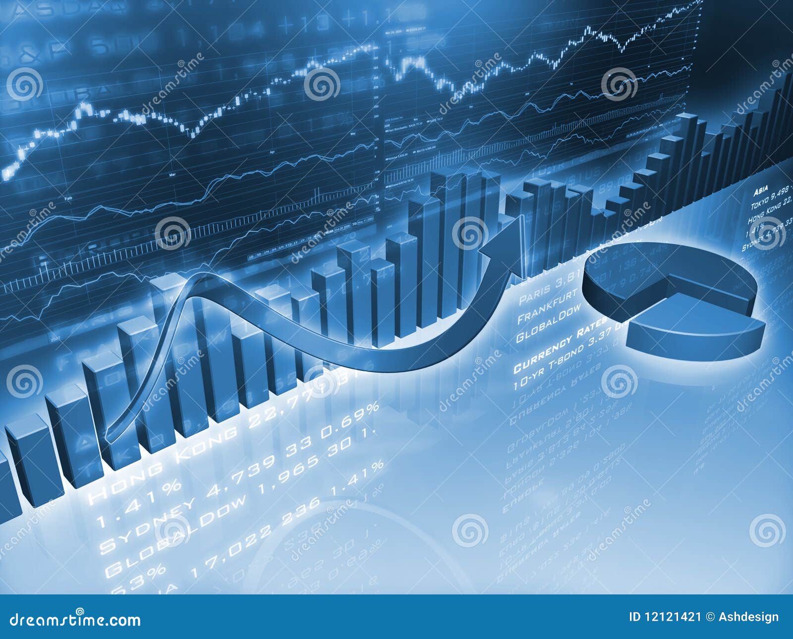 Graphiques Financiers Avec Le Diagramme Circulaire Illustration Stock ...