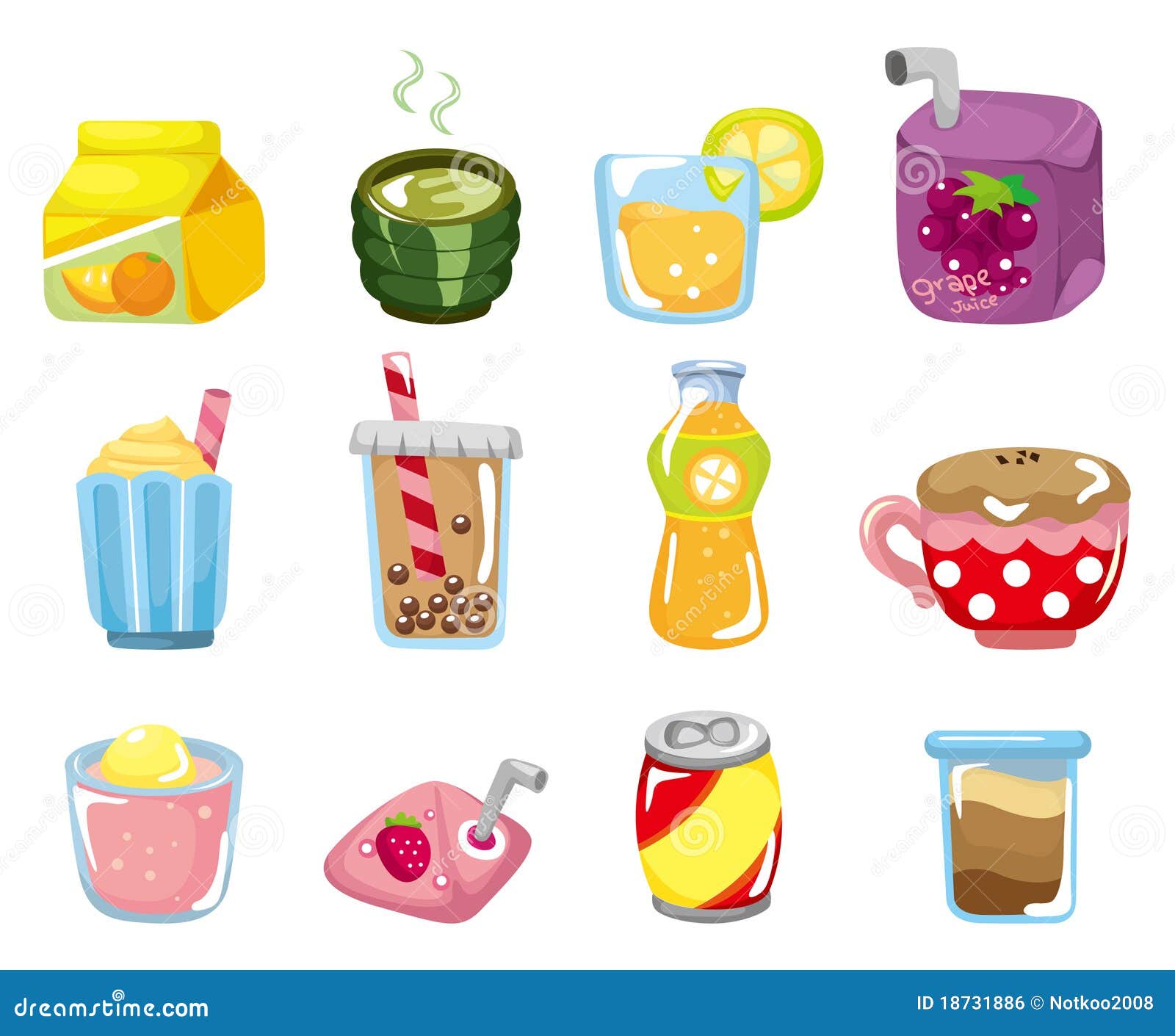 Graphisme De Boissons De Dessin Animé Illustration de Vecteur ...