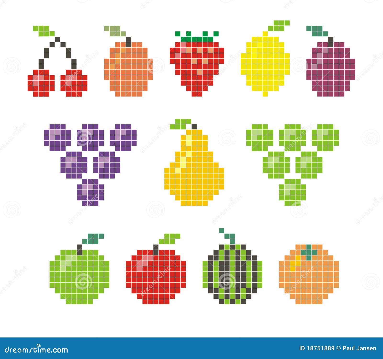 Pixel art Fruit | Modèle Coloriage Facile | Dessin à Imprimer
