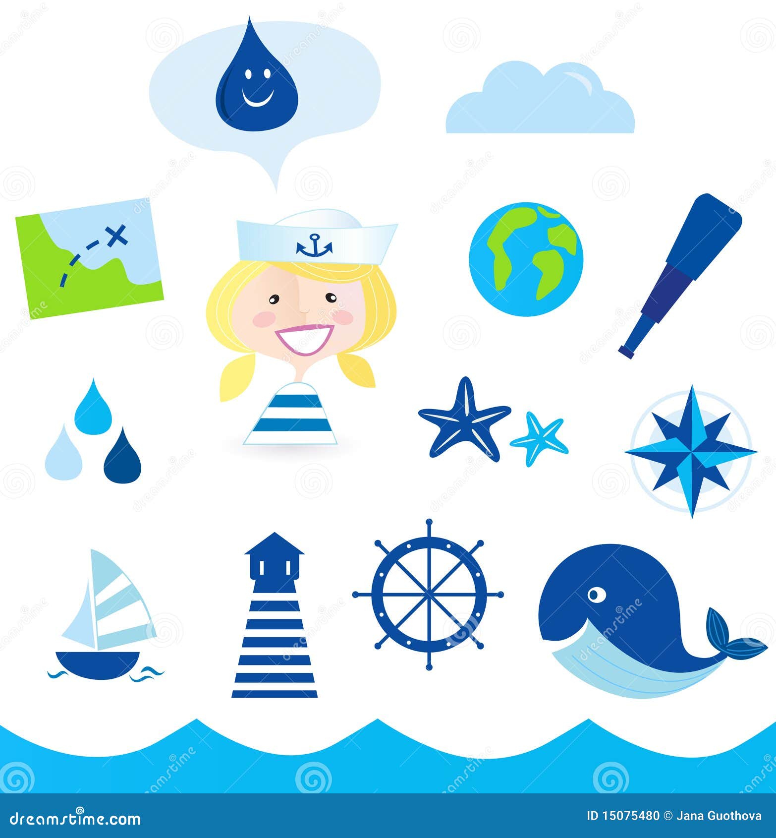 Graphismes De Nautic, De Marin Et D'aventure - Bleu Illustration de ...