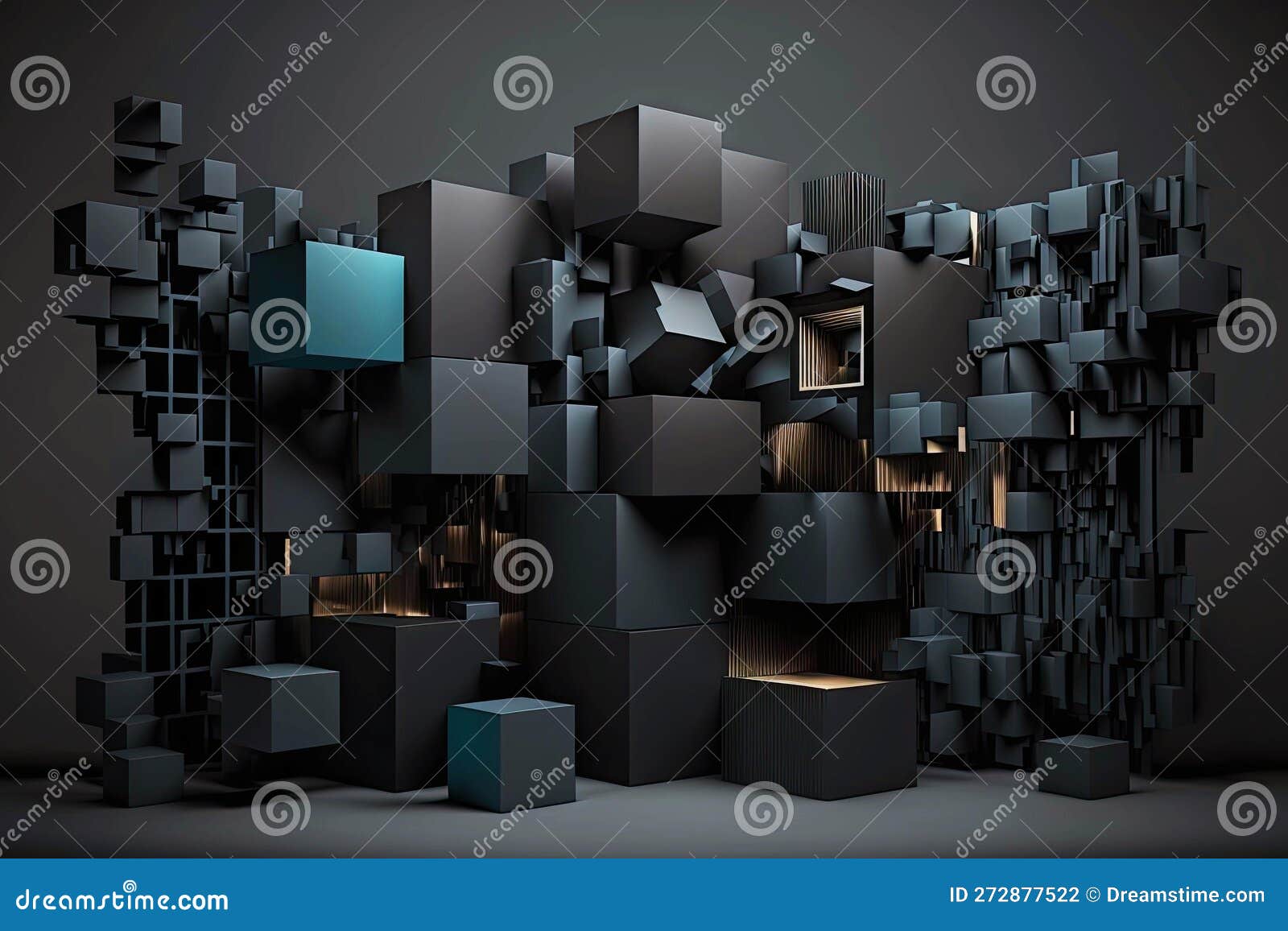 Graphite Black 3D Render Abstract Geometric Background from Convex ...