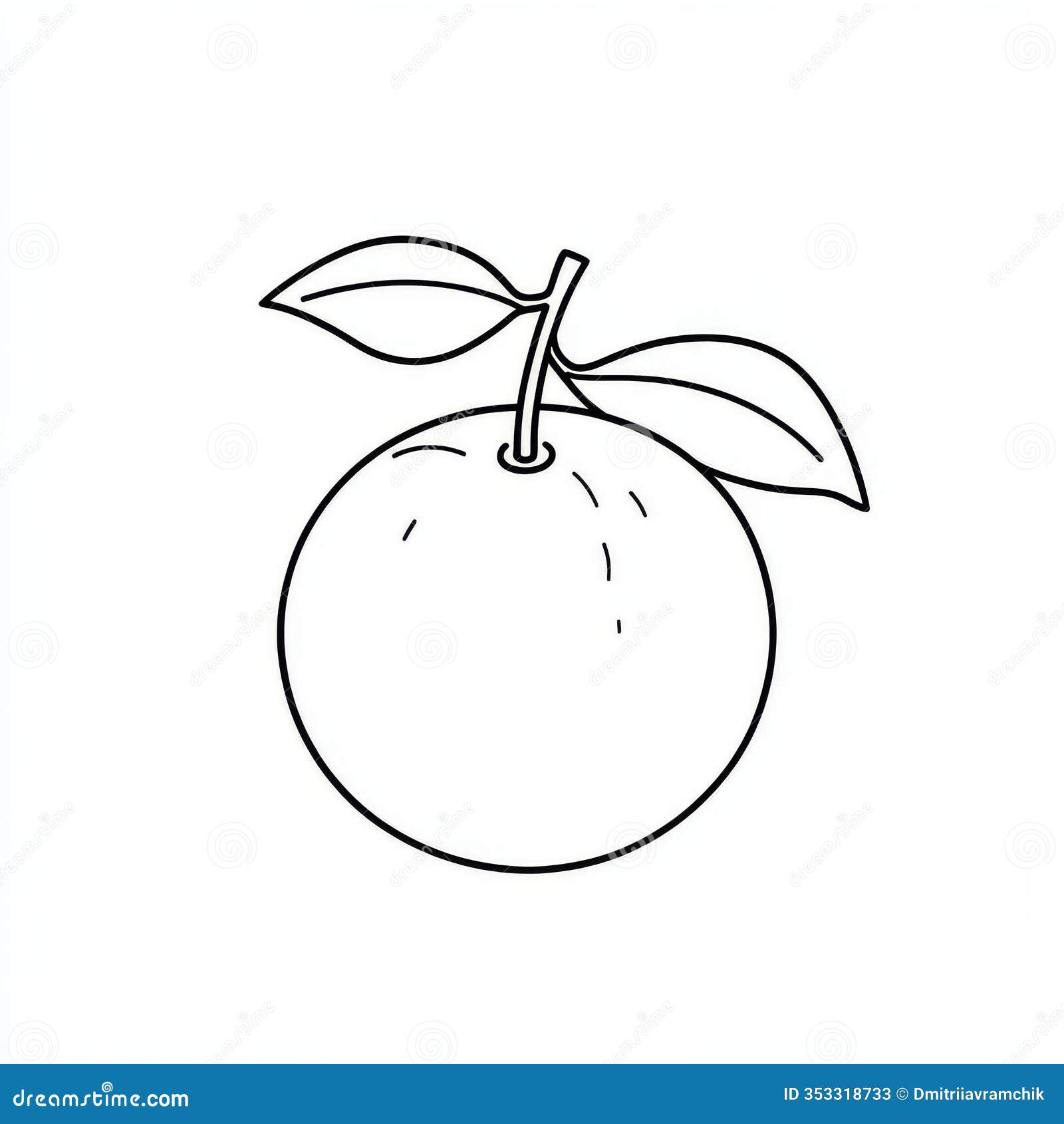 Graphite Drawing of an Orange in One Line. a Single Line Drawing of an ...