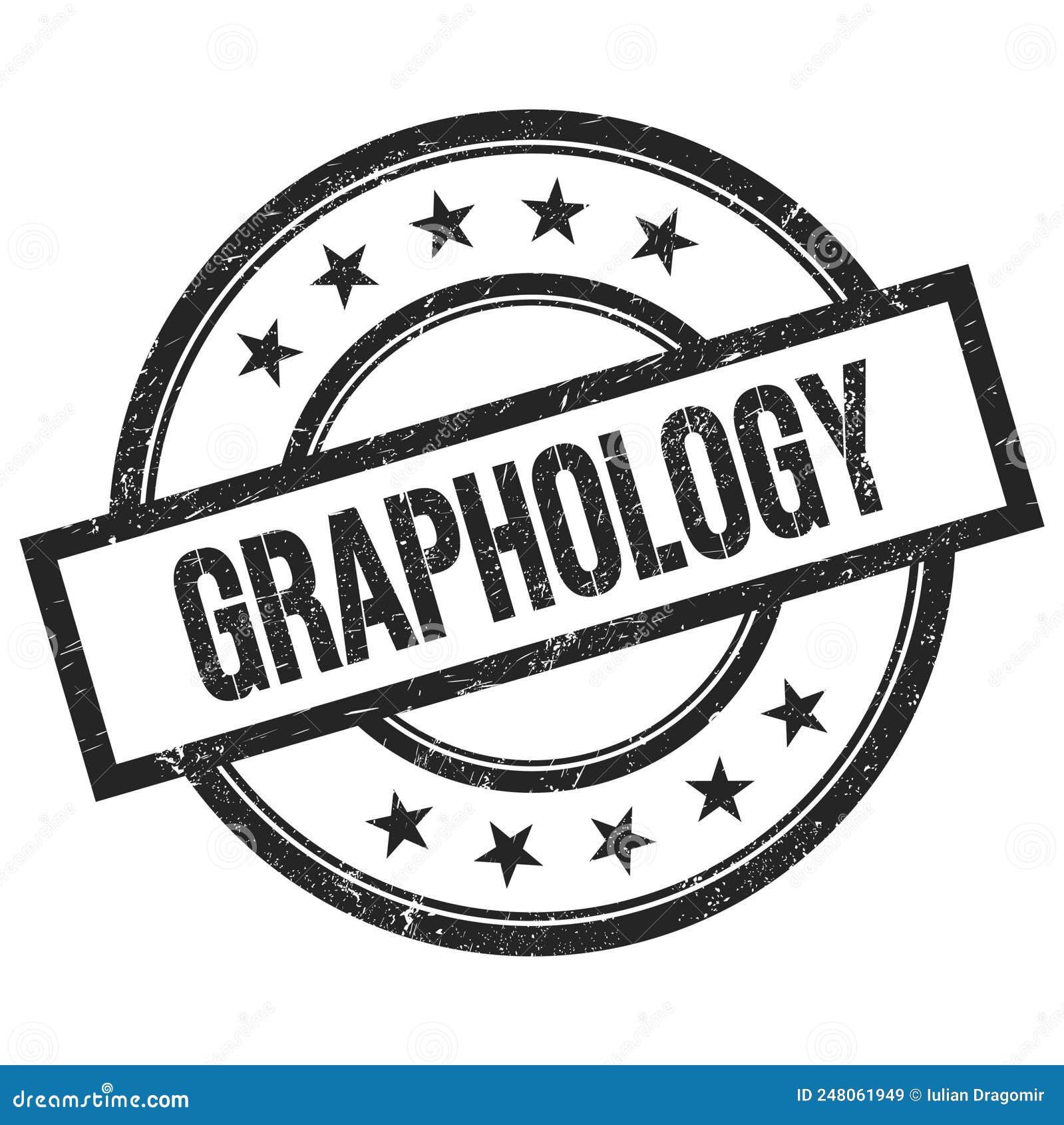 GRAPHOLOGY Text Written on Black Vintage Round Stamp Stock Illustration ...