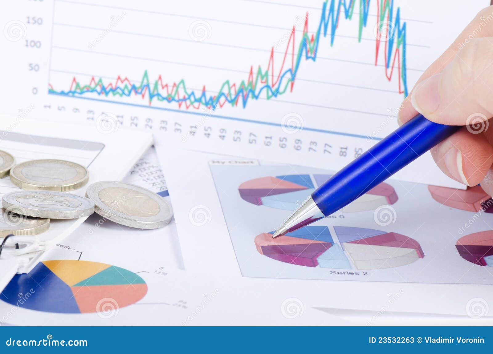 Graphs, Charts, Business Table. the Workplace of Business People Stock ...