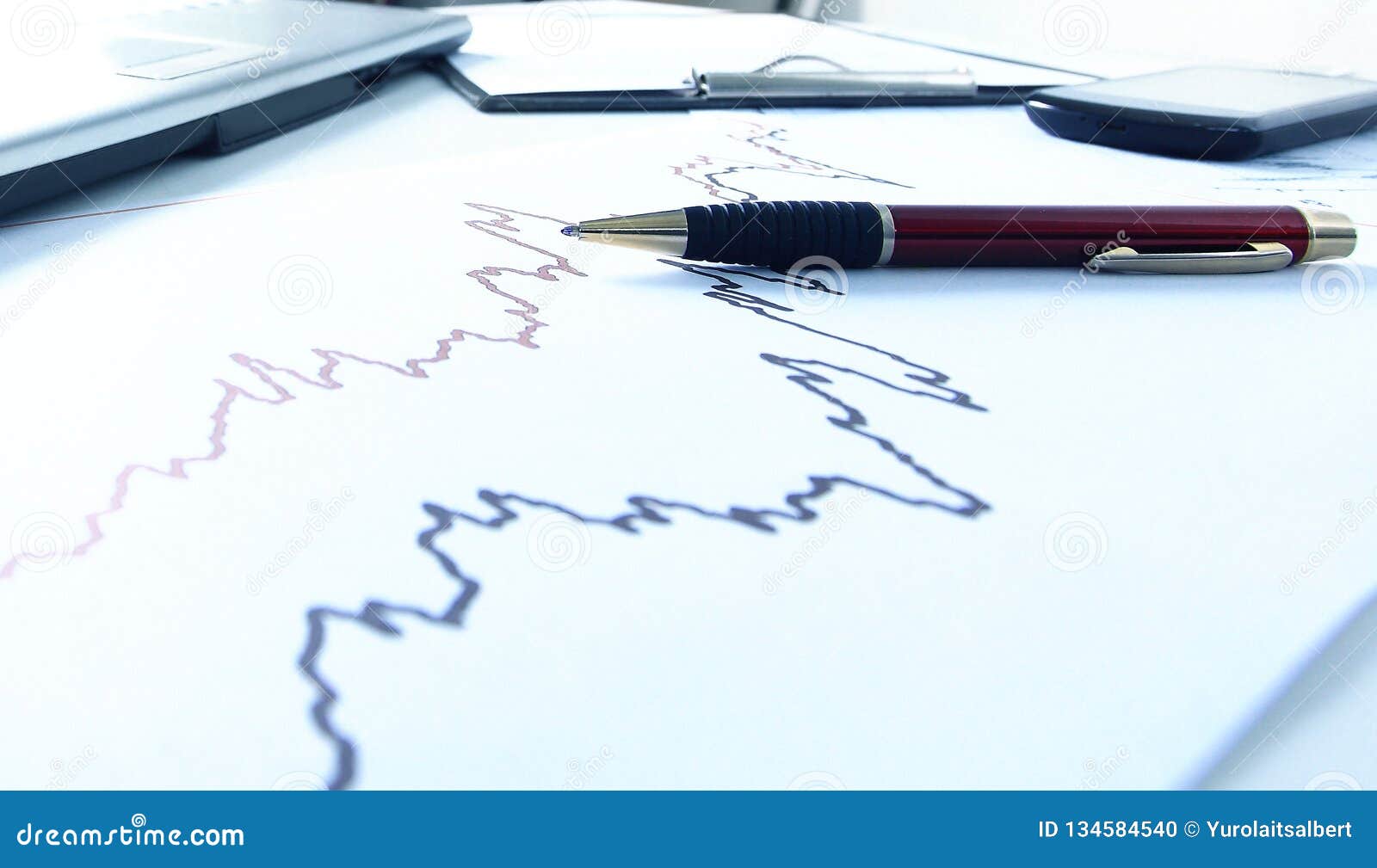 Graphs, Charts, Business Table. the Workplace of Business People Stock ...