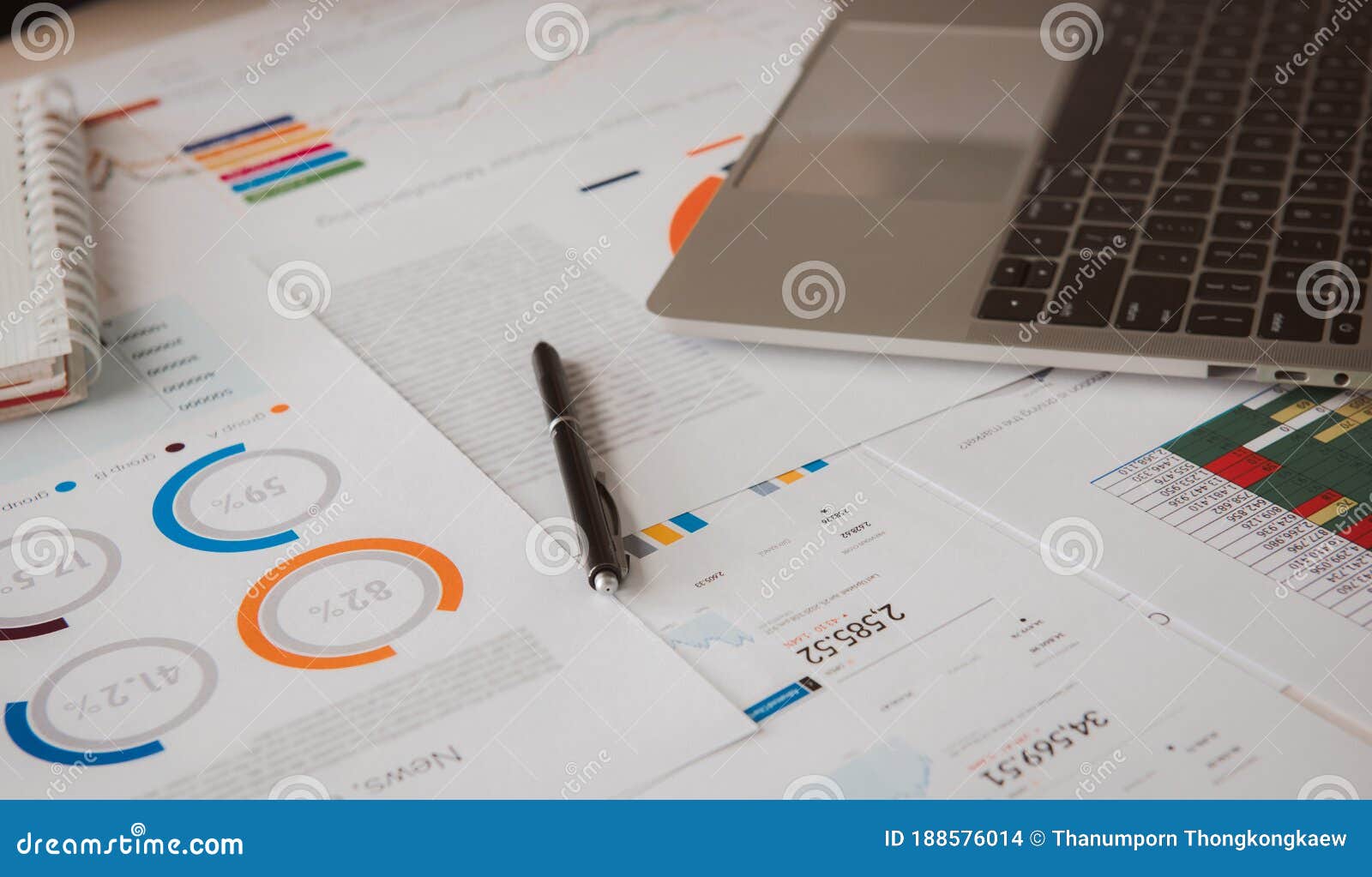 Graphs, Charts, Business Table. the Workplace of Business People Stock ...