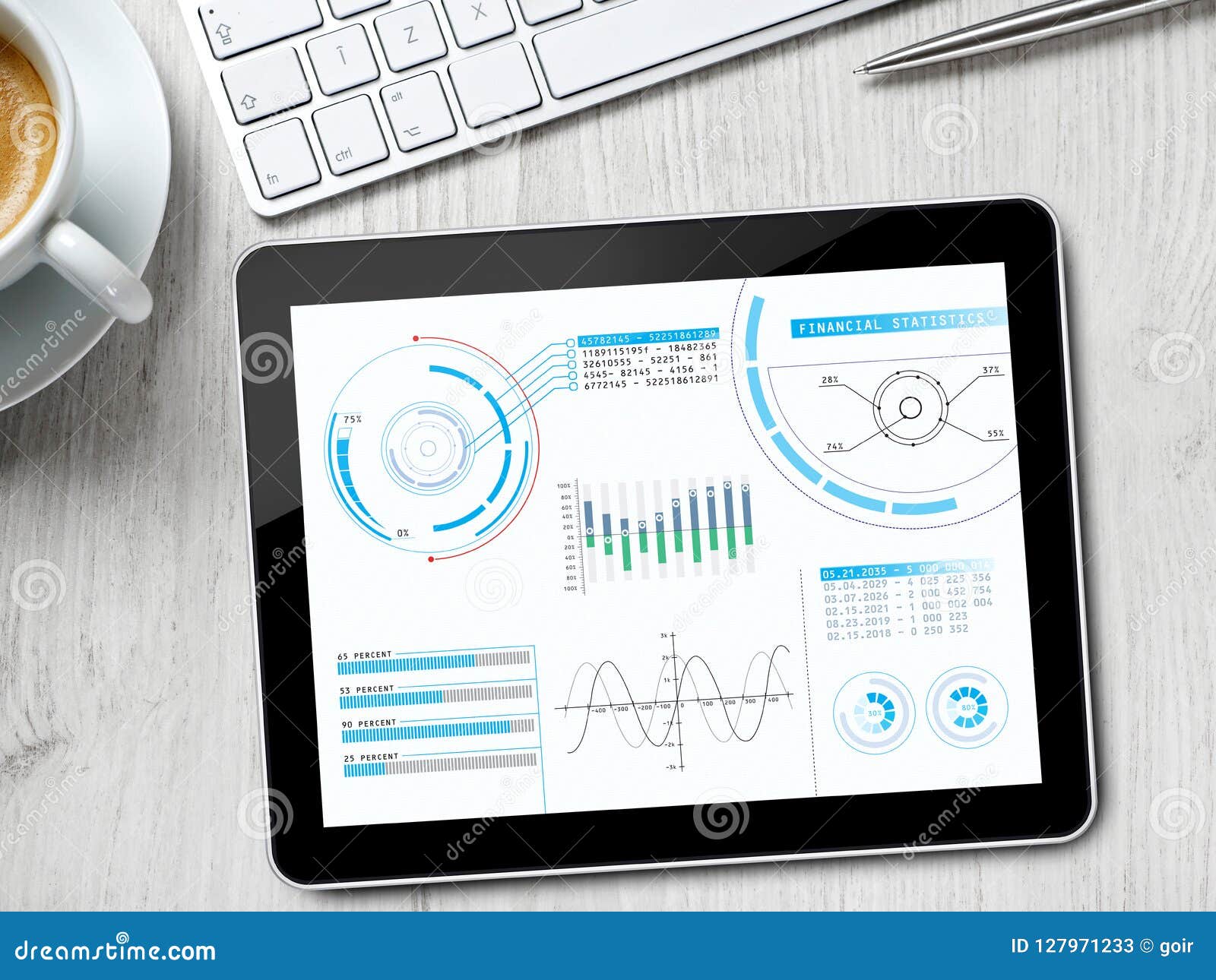 Graphs and Charts on Digital Tablet Stock Image - Image of economy ...