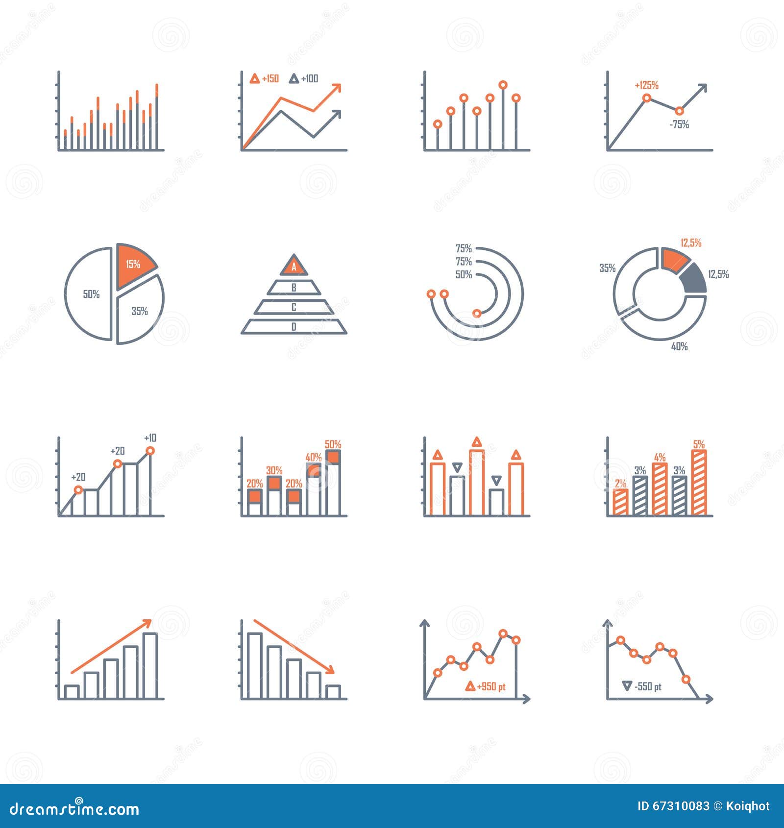 Graphs and Charts Icons Set Stock Vector - Illustration of graph ...