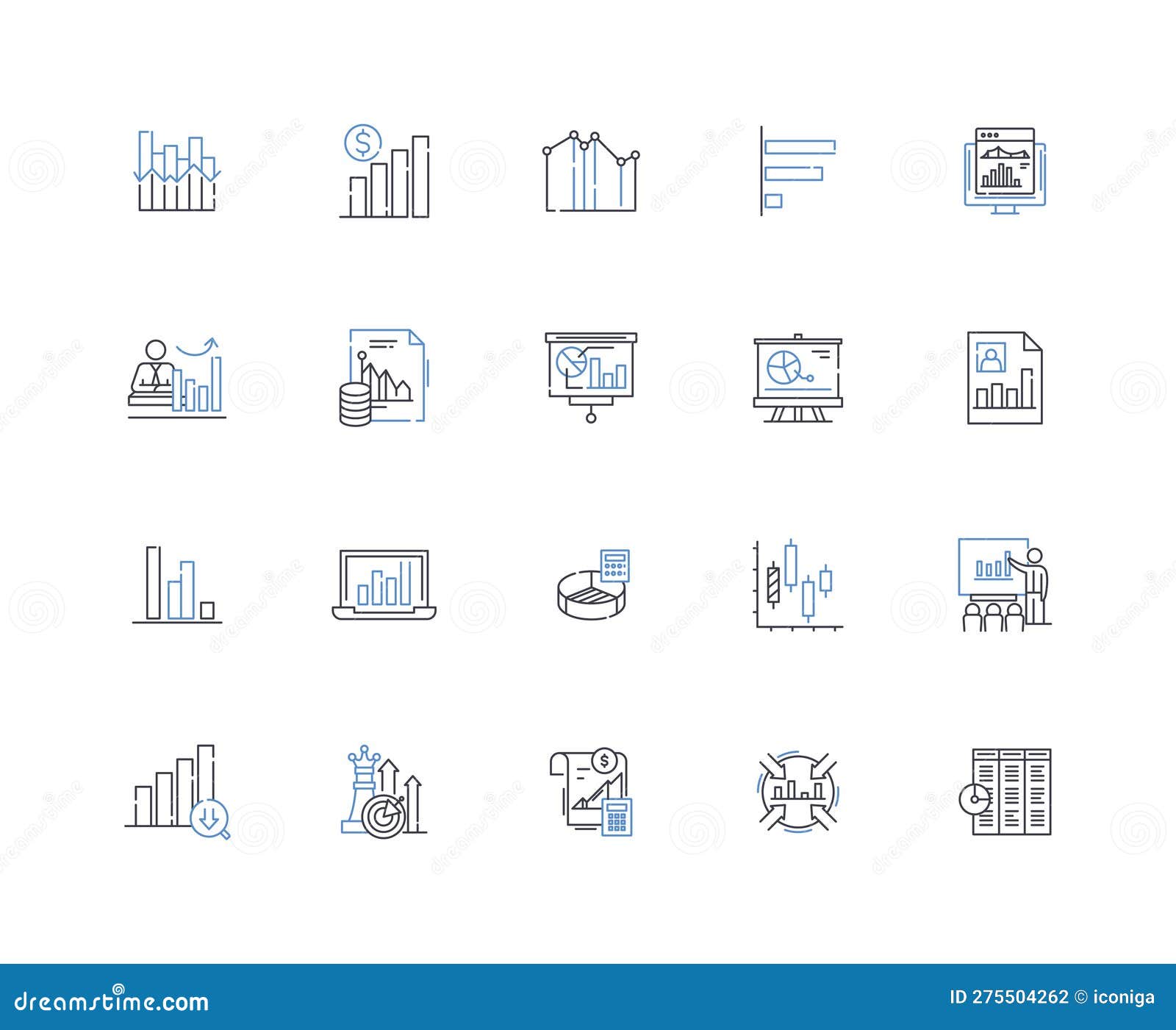 Graphs Charts Line Icons Collection. Bar, Line, Pie, Scatter, Area ...
