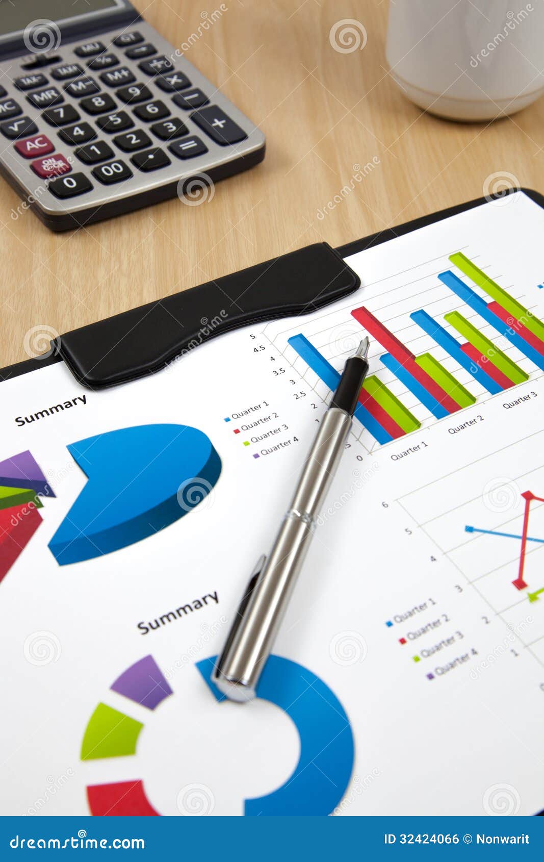 Graphs and charts report stock photo. Image of information - 32424066
