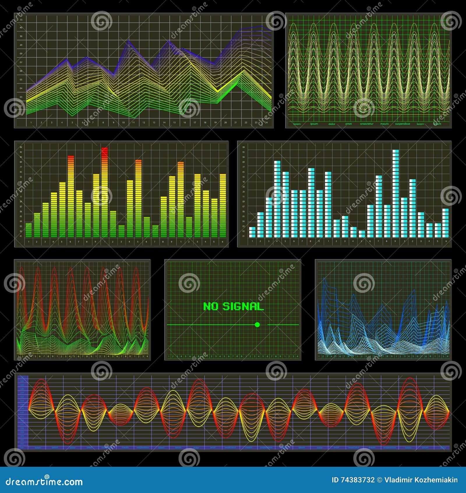 Graphs and charts stock vector. Illustration of design - 74383732