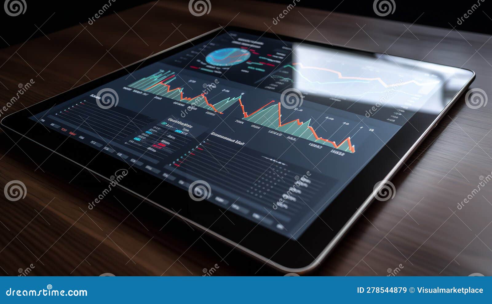 Graphs and Charts on a Touch Screen Tablet Stock Illustration ...