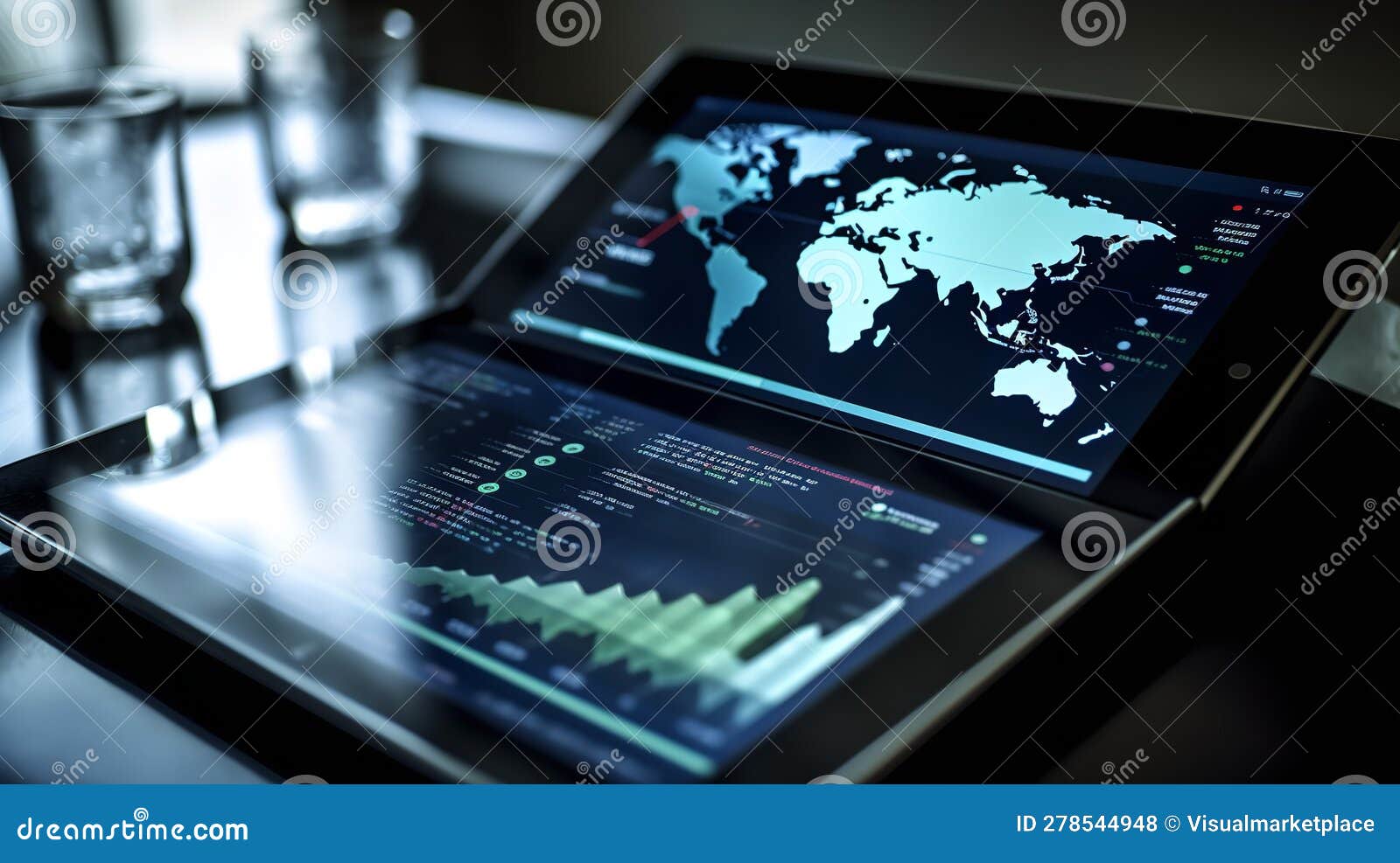 Graphs and Charts on a Touch Screen Tablet Stock Illustration ...