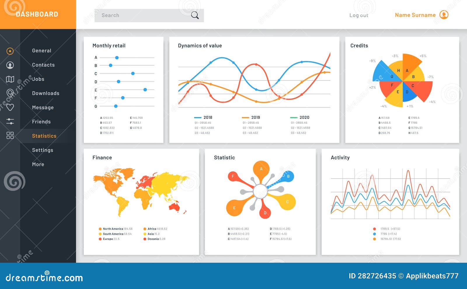 Graphs Dashboard. Infographic Data Chart, Web Site Admin Panel and ...