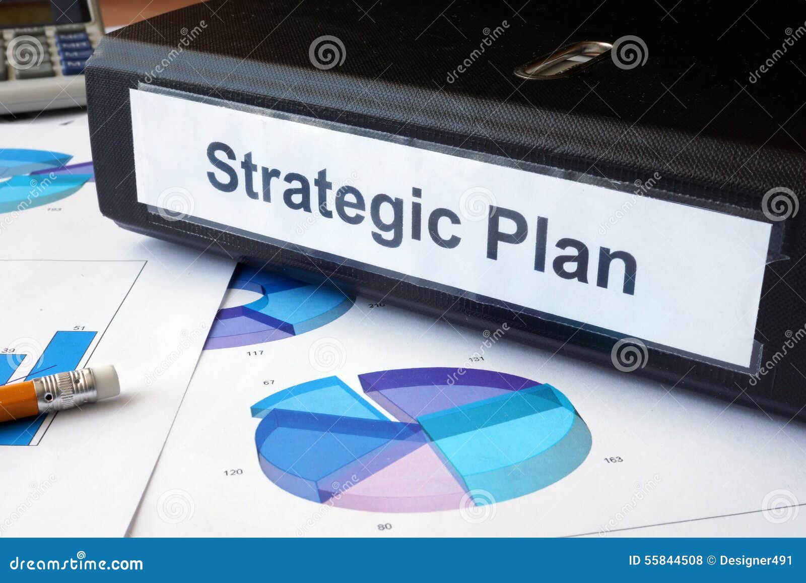 Graphs and File Folder with Label Strategic Plan. Stock Photo - Image ...