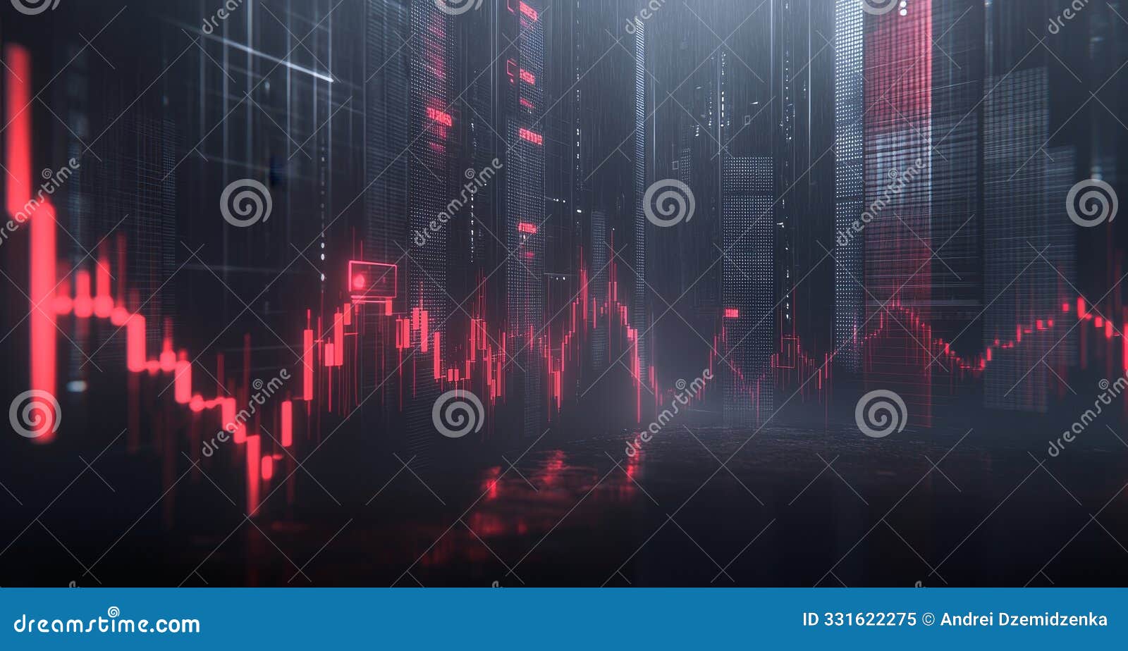Graphs and Financial Data Over Traffic Lights Stock Illustration ...