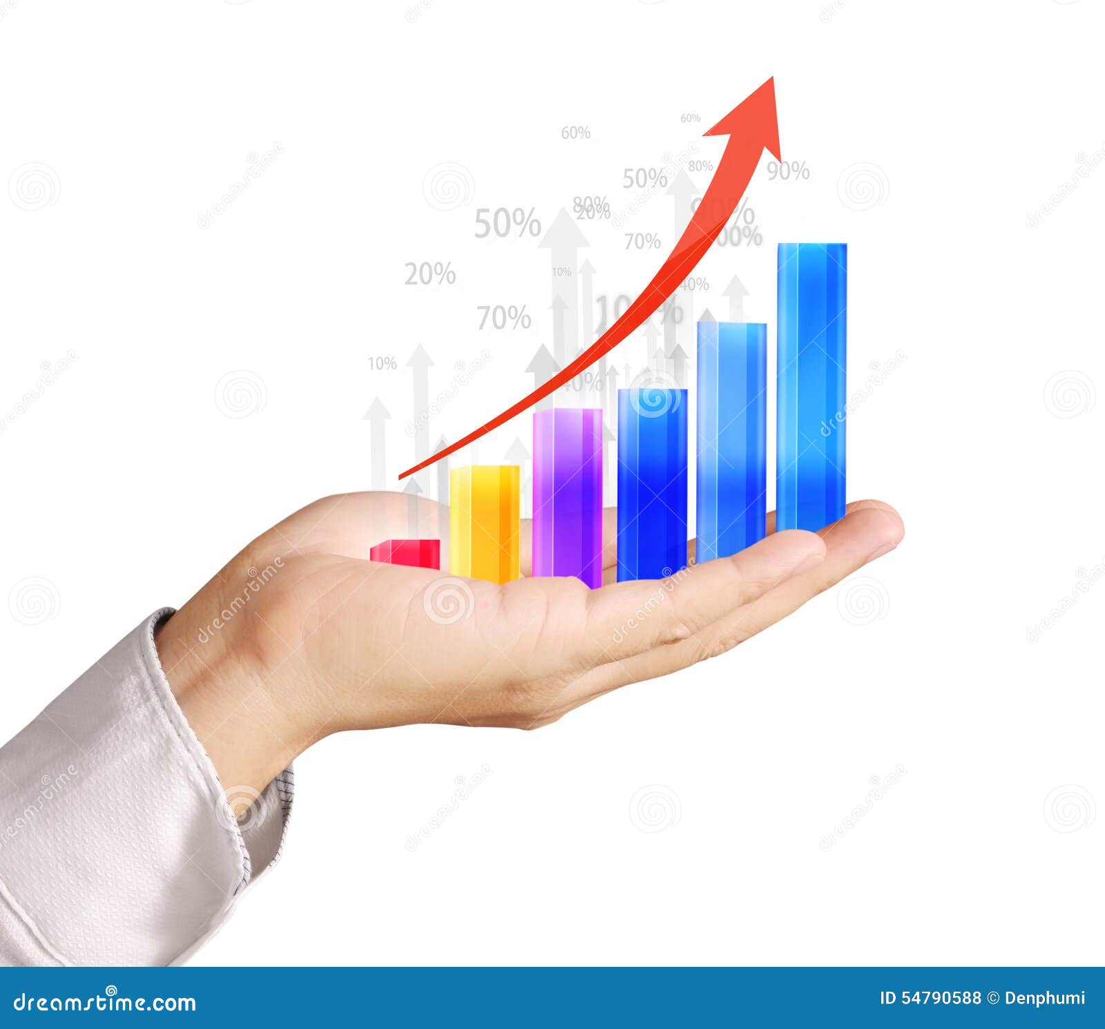 Graphs on the hand stock photo. Image of growing, plan - 54790588