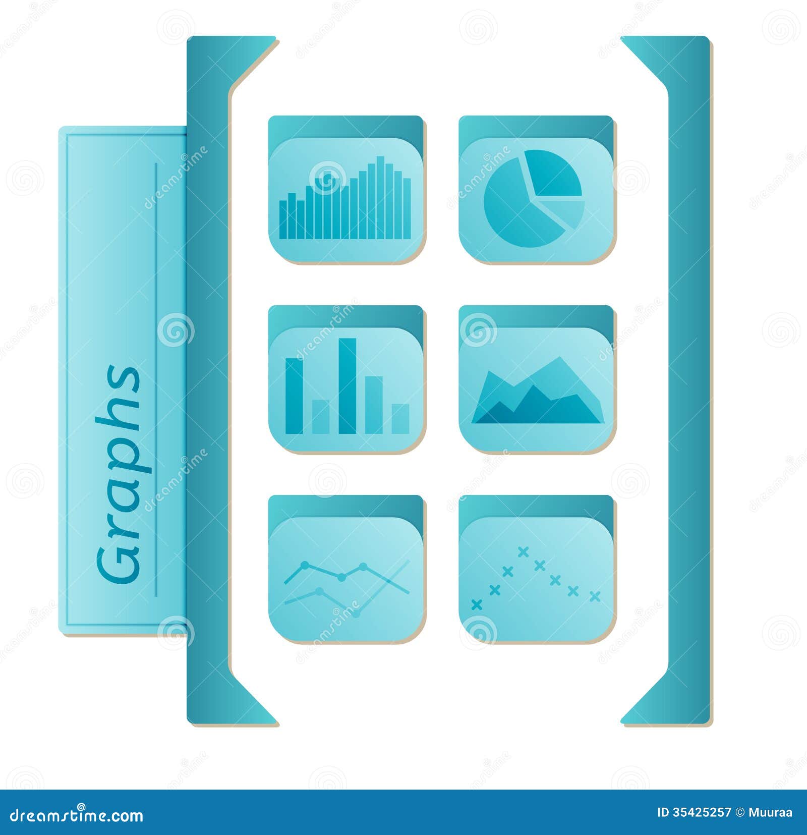 Graphs Icons with Six Types of Graphs in Blue Color on White Background ...
