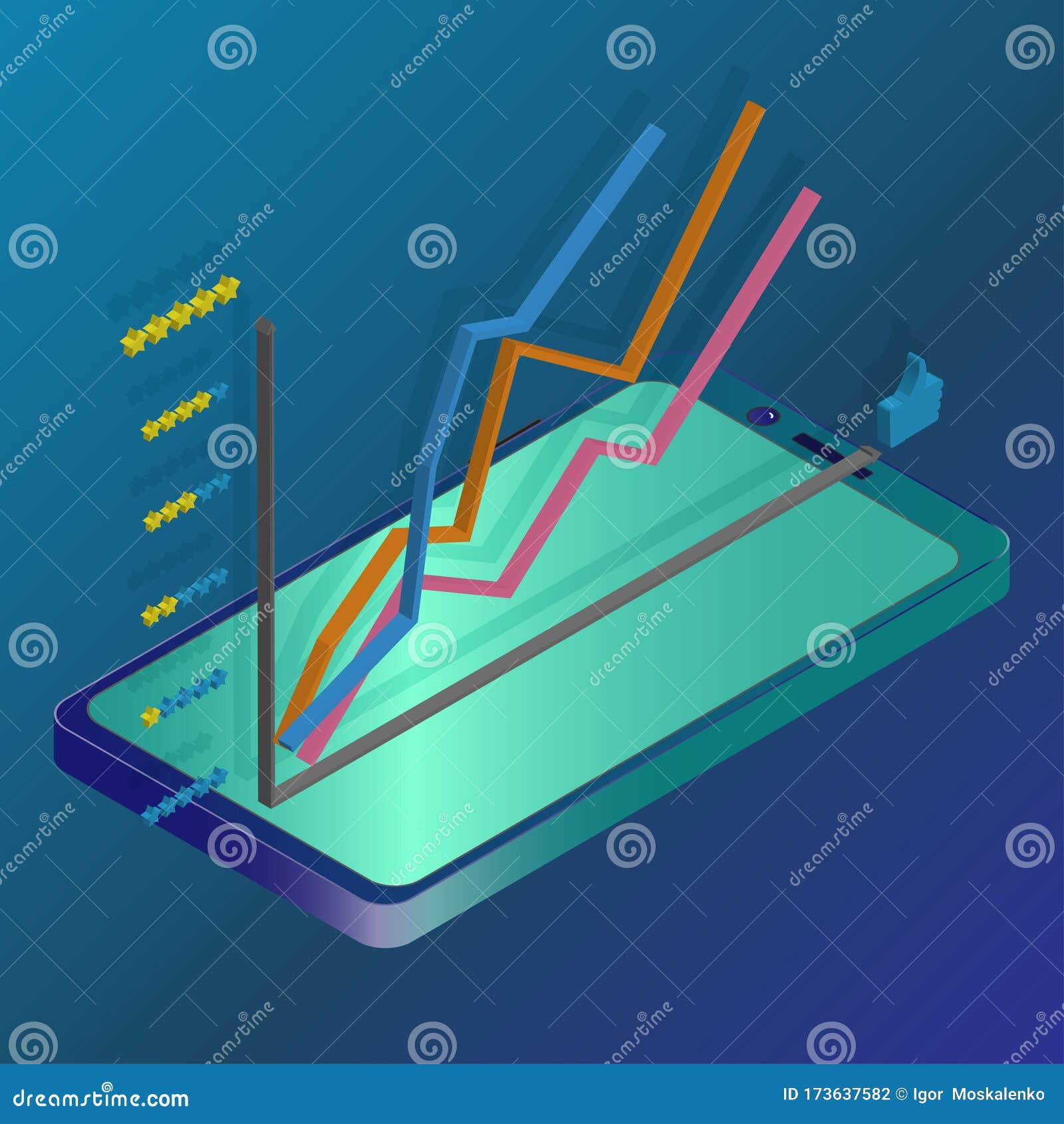 Graphs Indicators of Social Networks Stock Vector - Illustration of ...