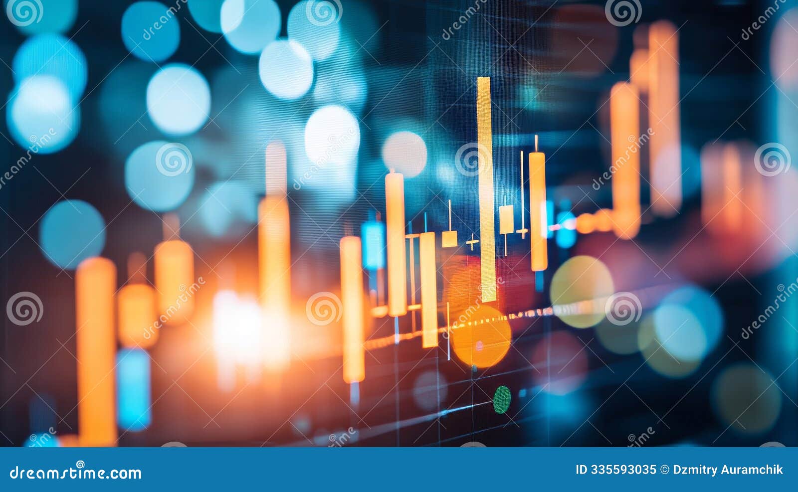 Graphs and Numbers on a Modern Stock Exchange Scene (3D Illustration ...