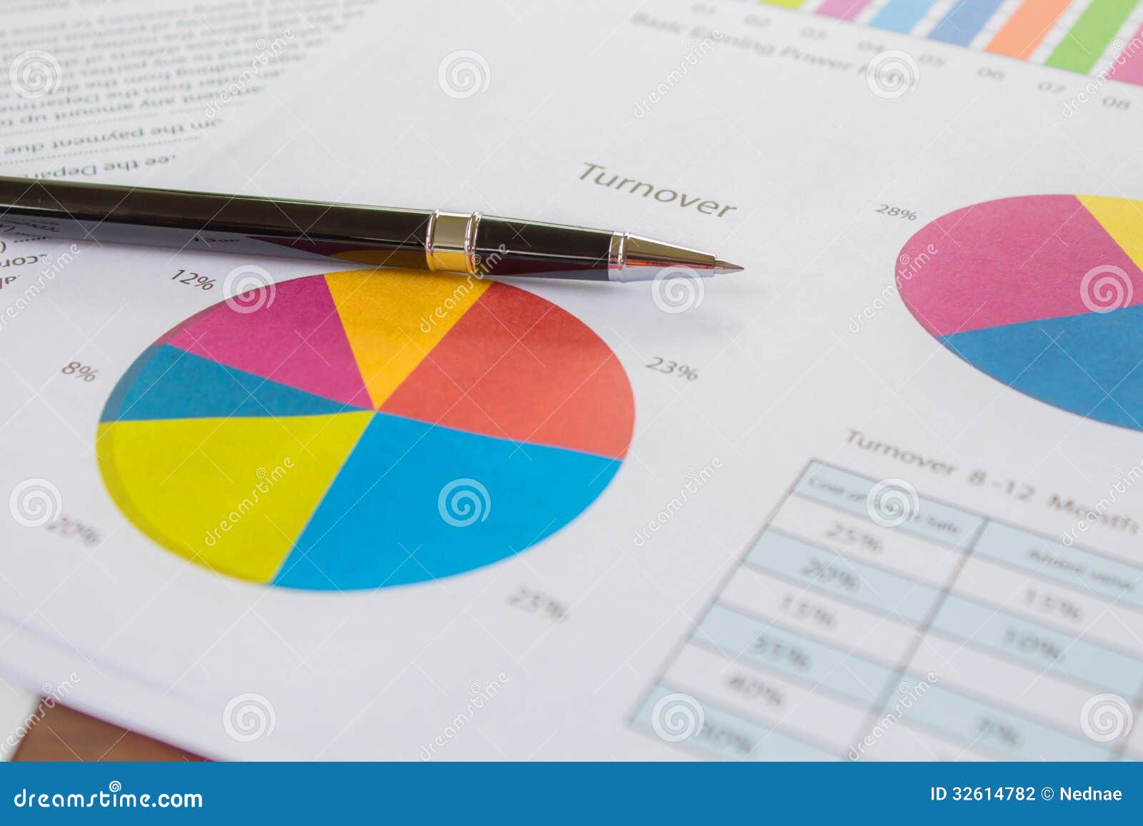 Graphs, Pen, Business on Table. Stock Photo - Image of bank, data: 32614782