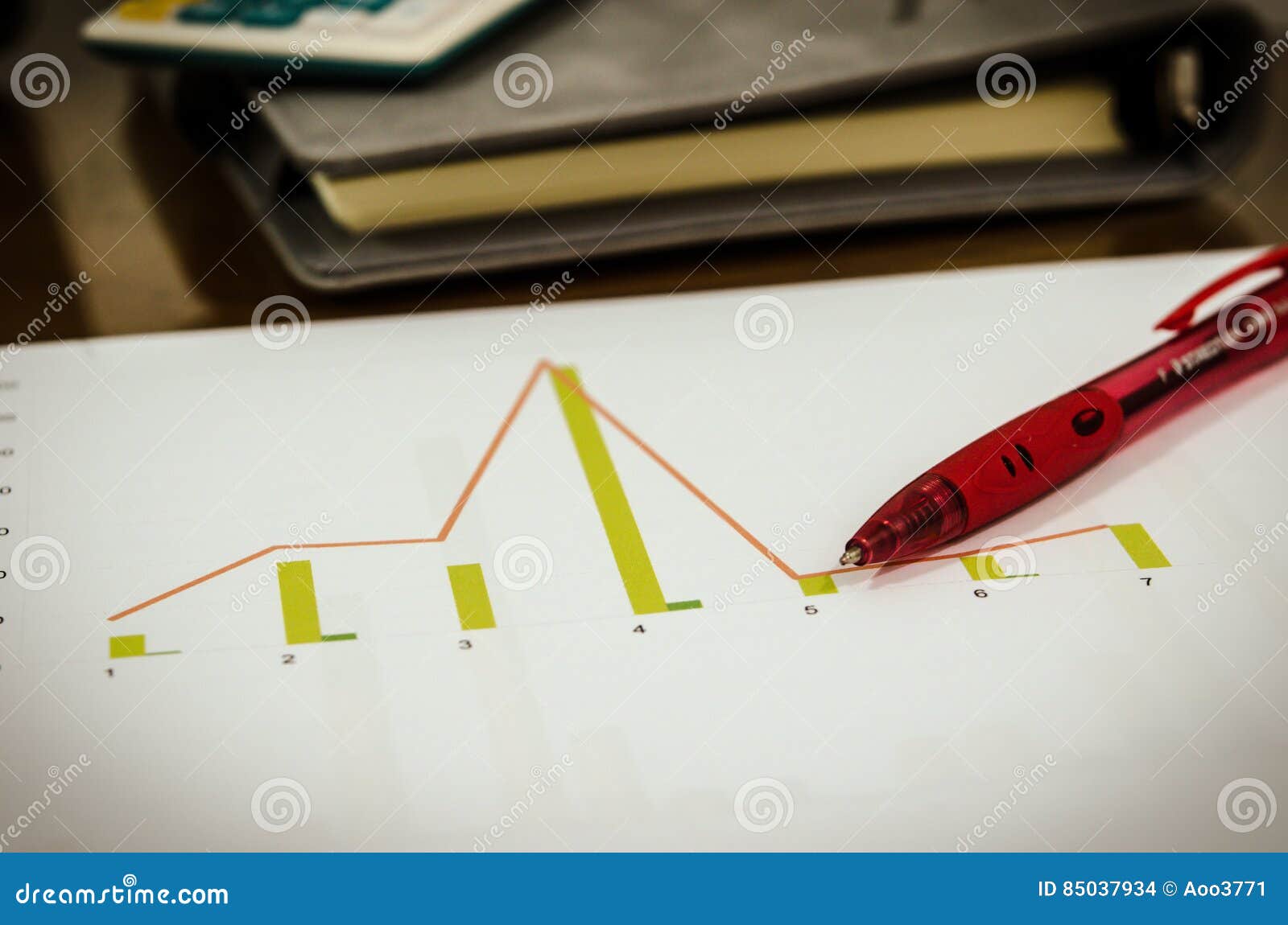 Graphs and pen stock photo. Image of accounting, report - 85037934