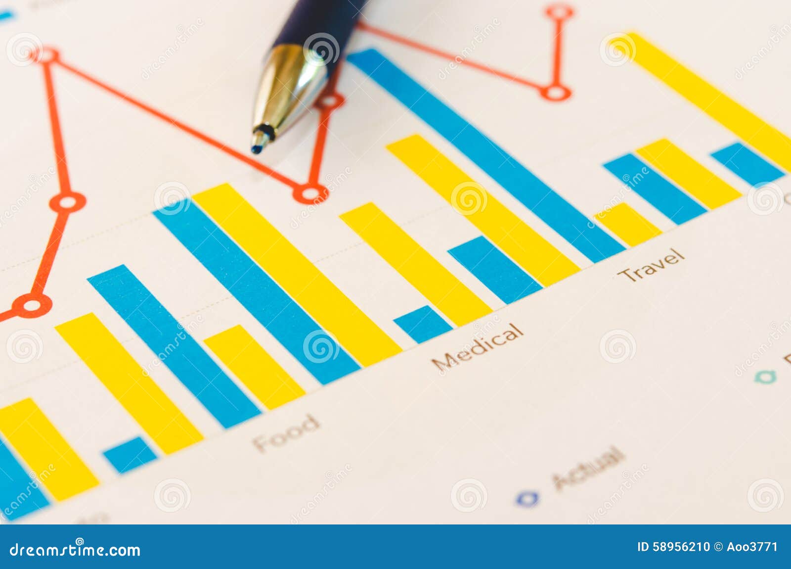 Graphs and pen stock photo. Image of market, report, account - 58956210