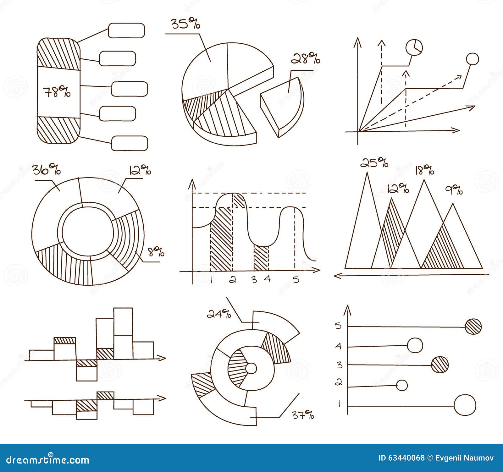 Graphs, Pie Charts and Diagrams. Hand Drawn Stock Vector - Illustration ...