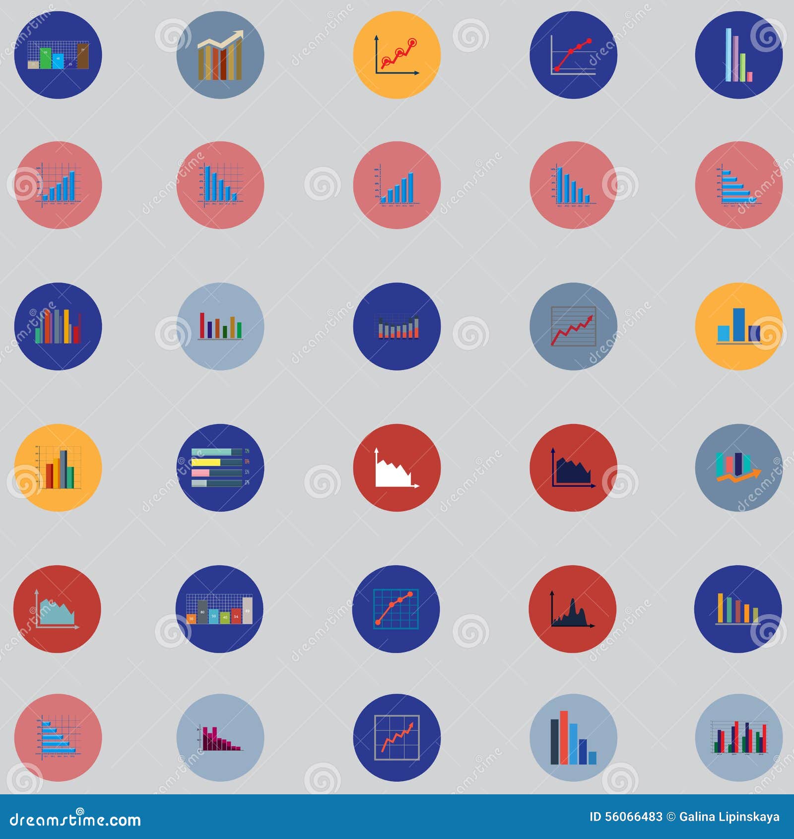 Graphs, Pie Charts. Items for Business, Statistics and Reports. Flat ...