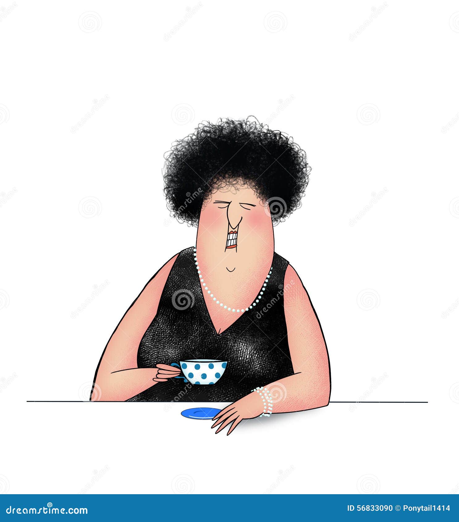 Grappig Beeldverhaal Dame Drinking Coffee of Thee Stock Illustratie ...