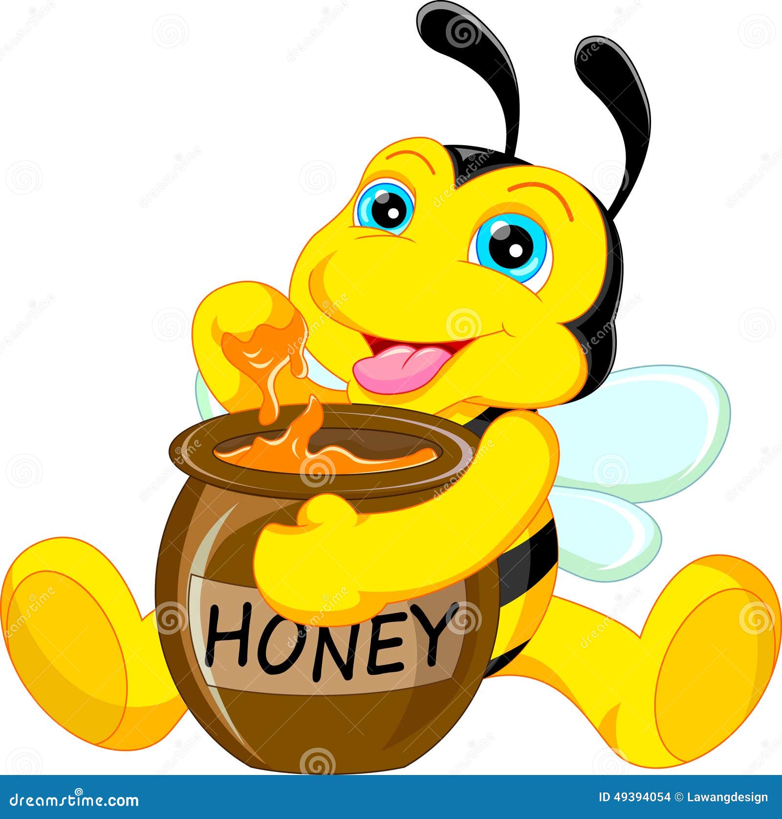 Grappig Bijenbeeldverhaal Met Honing Vector Illustratie - Illustration ...