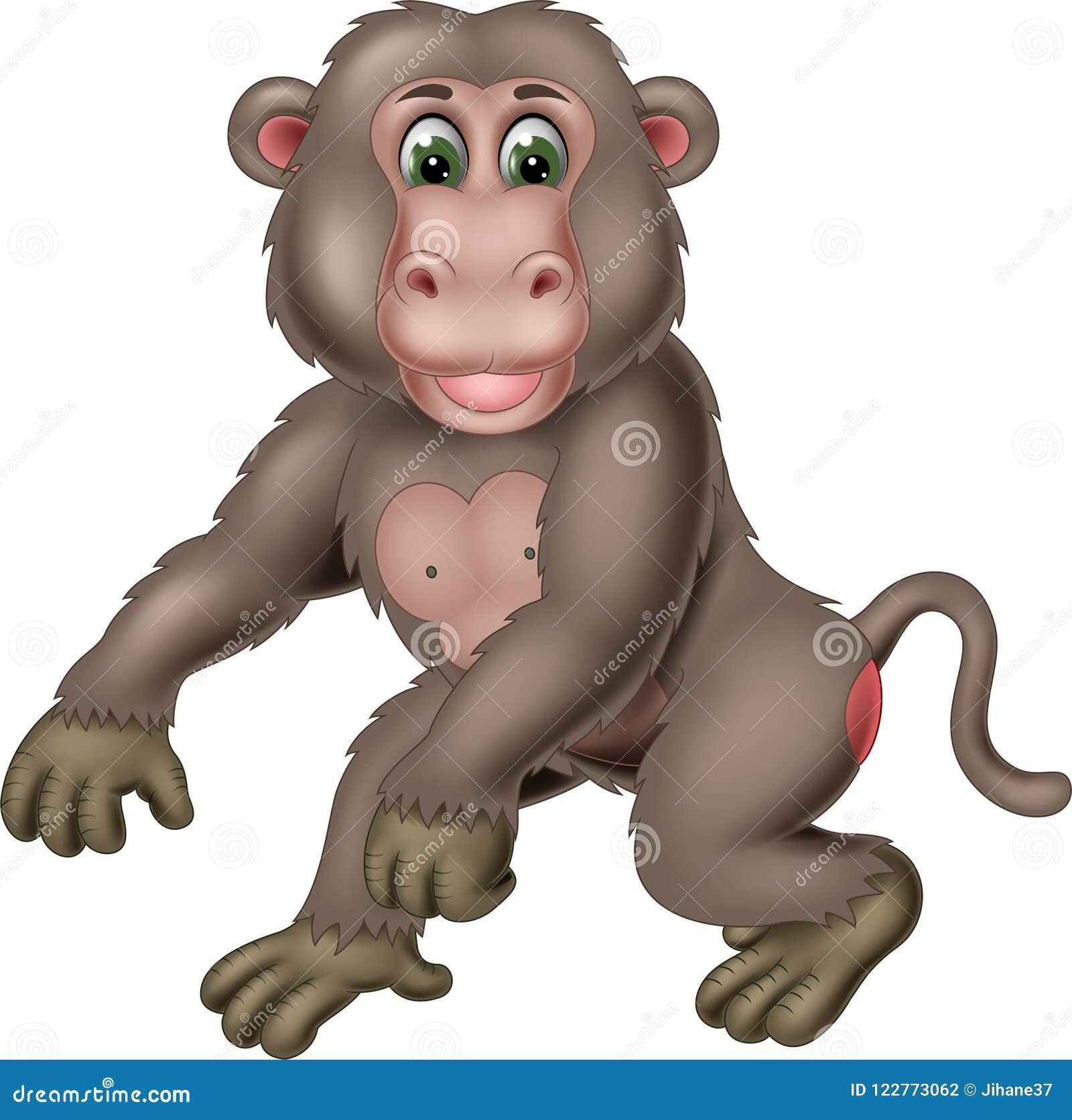Grappig Grey Monkey Cartoon Stock Illustratie - Illustration of ...