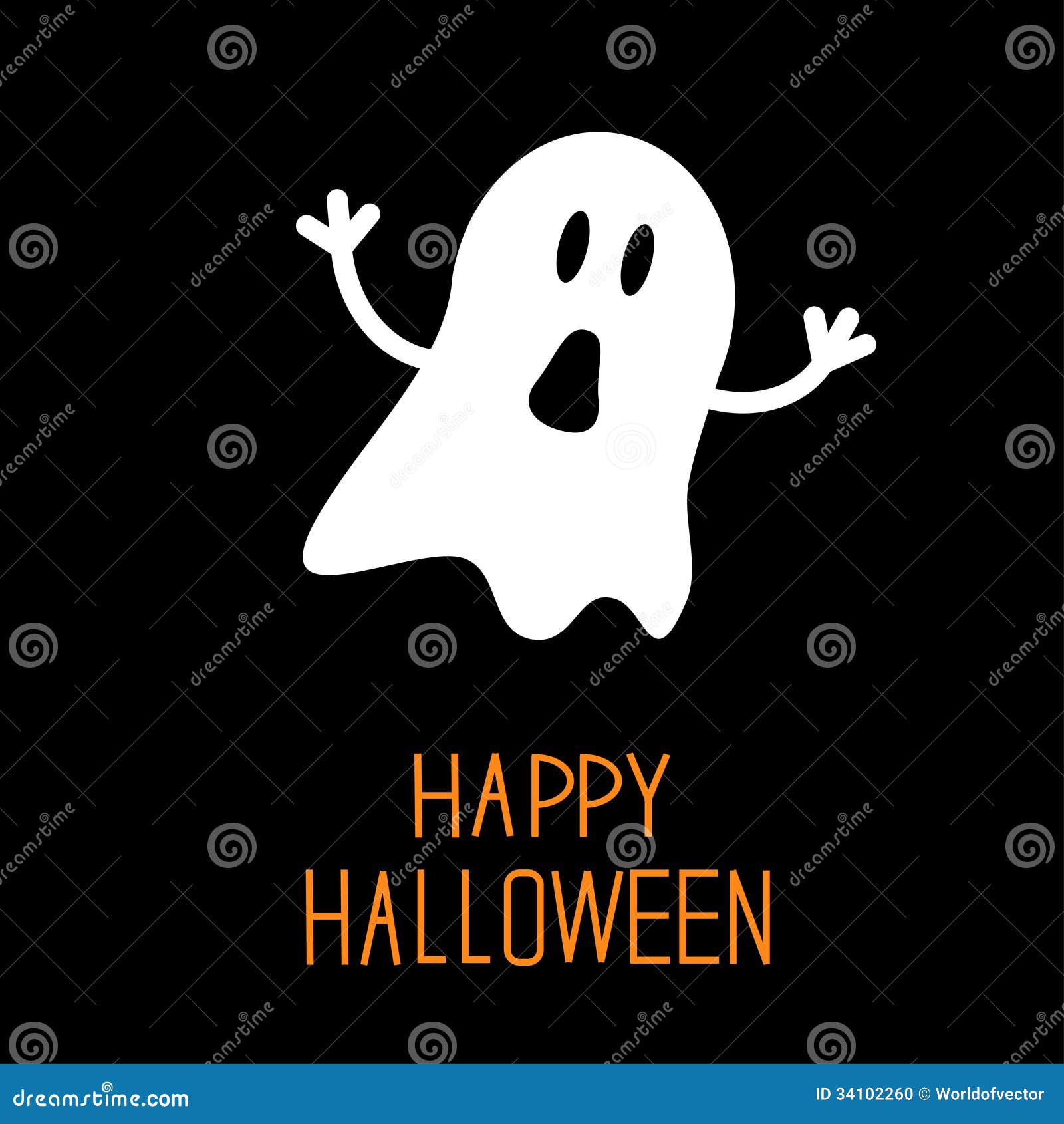 Grappig Halloween-spook. Kaart. Vector Illustratie - Illustration of ...