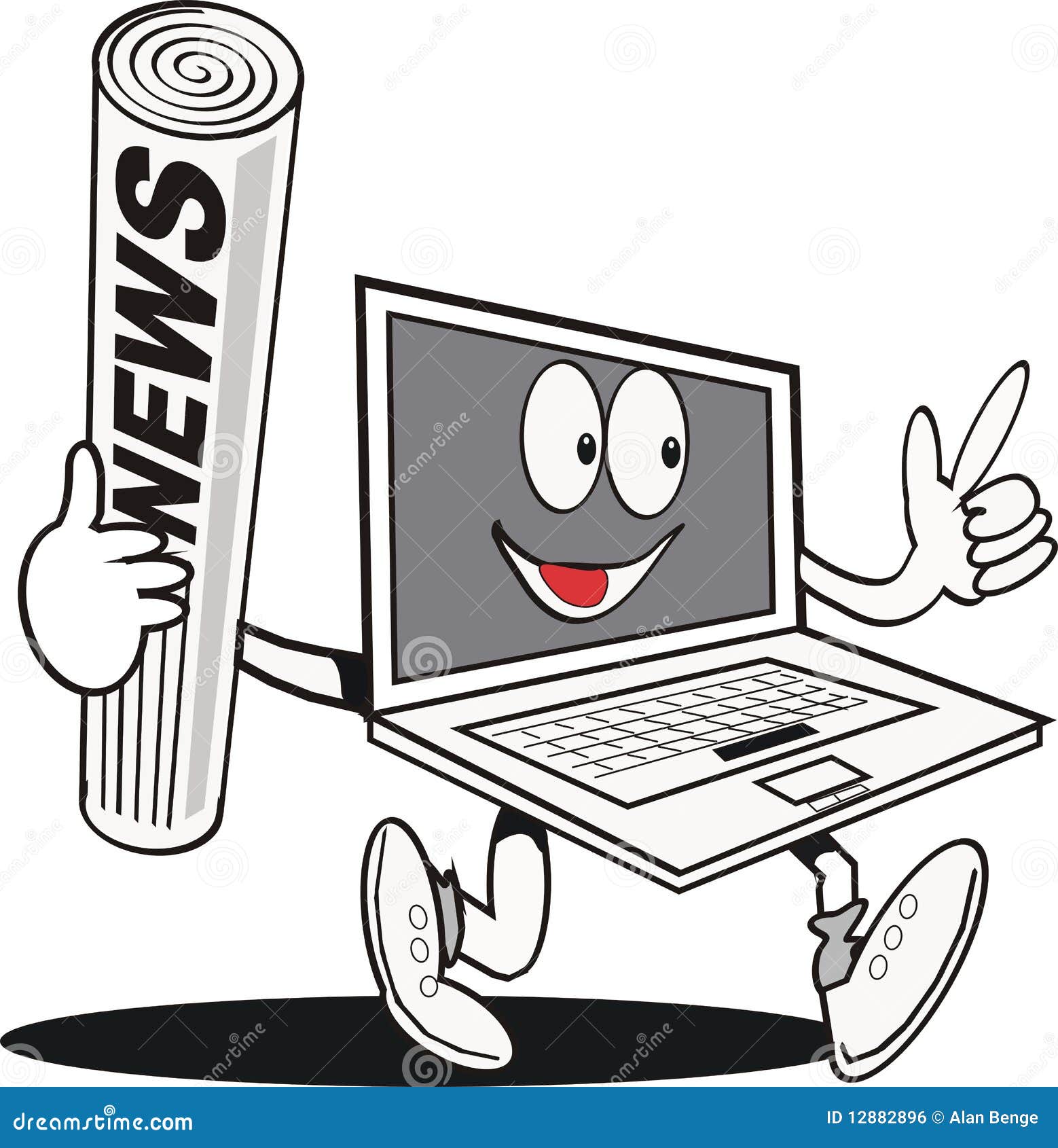 Grappig Laptop Beeldverhaal Vector Illustratie - Illustration of wijzen ...