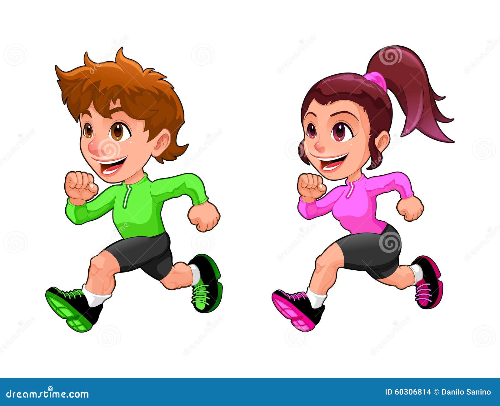Grappig Lopend Jongen En Meisje Vector Illustratie - Illustration of ...