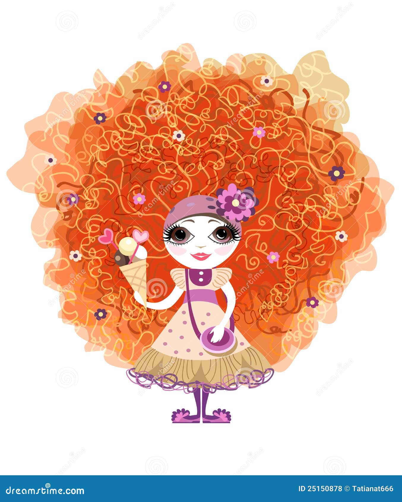 Grappig Meisje Met Rood Haar Stock Illustratie - Illustration of ...